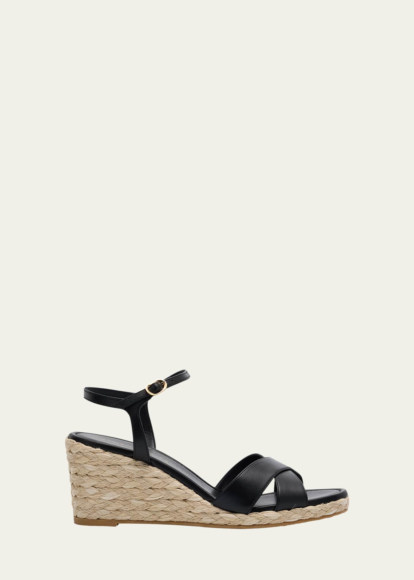 Stuart Weitzman Dayna Leather Crisscross Espadrille Sandals - Bergdorf ...