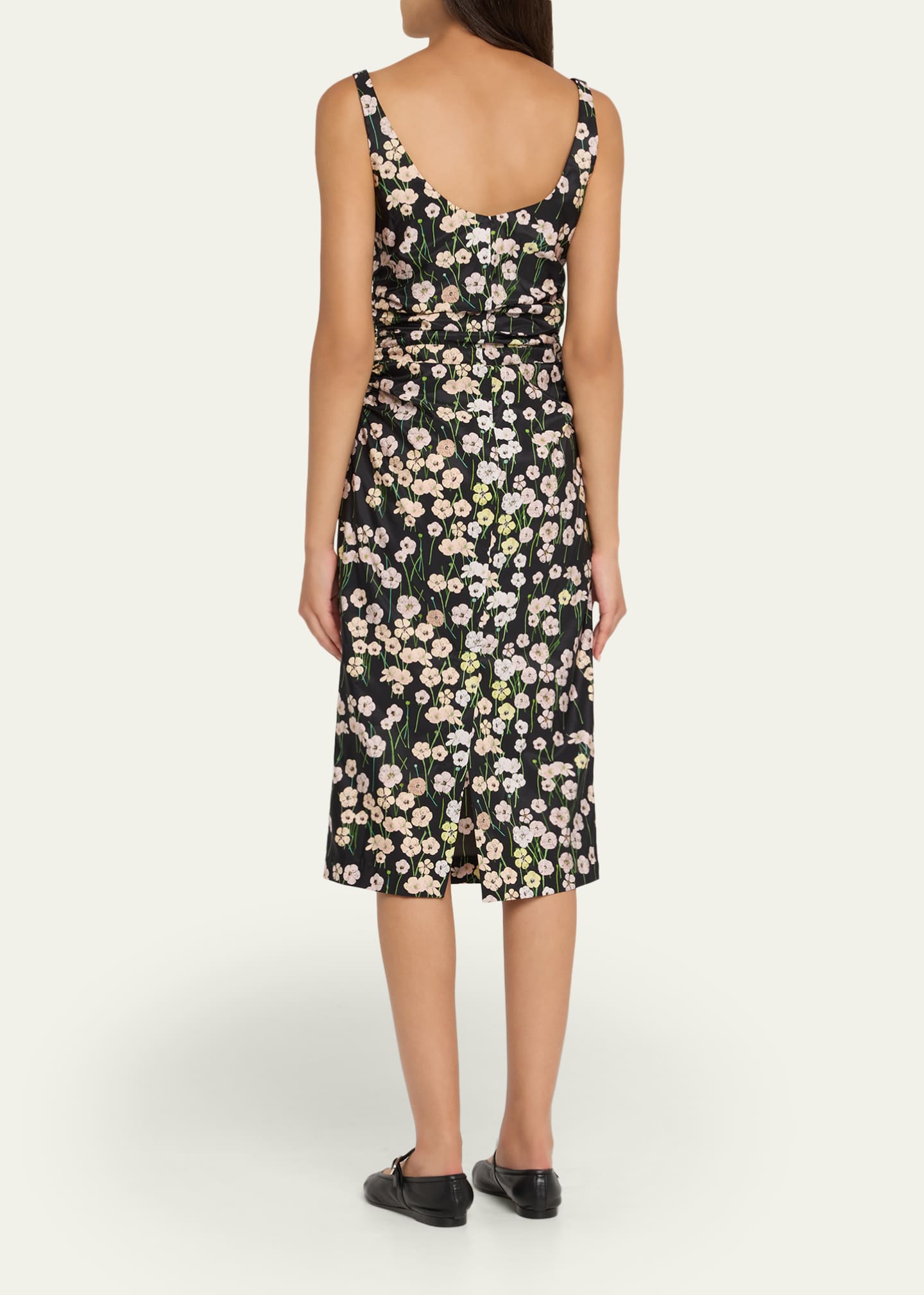 BERNADETTE Gisele Floral Ruched Midi Tank Dress - Bergdorf Goodman