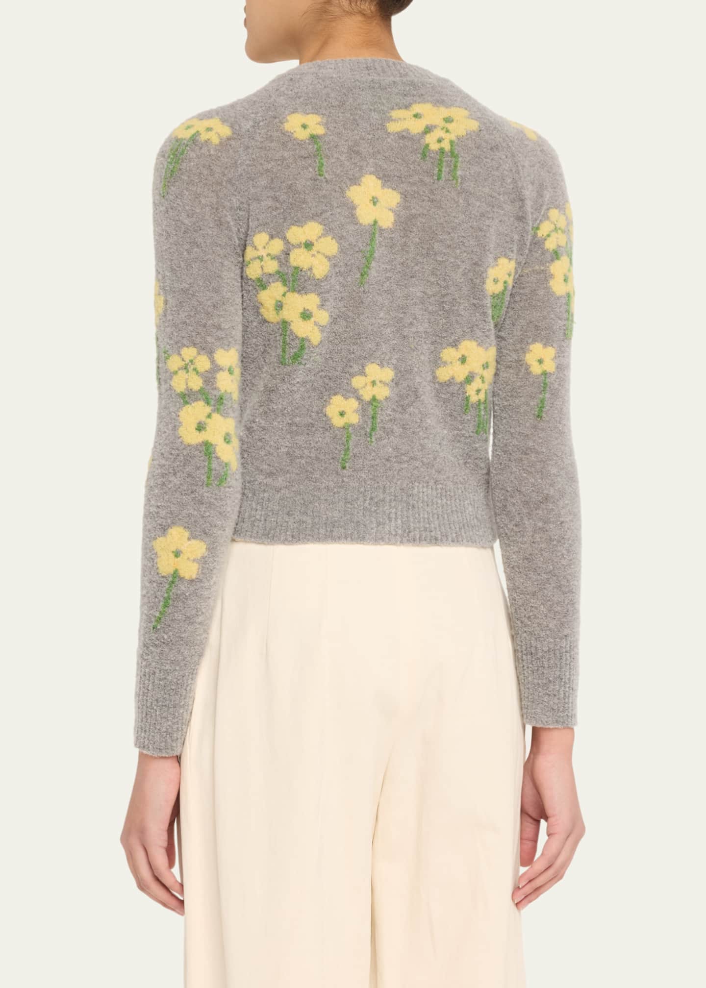 BERNADETTE Nona Shrunken Floral Wool Cardigan - Bergdorf Goodman