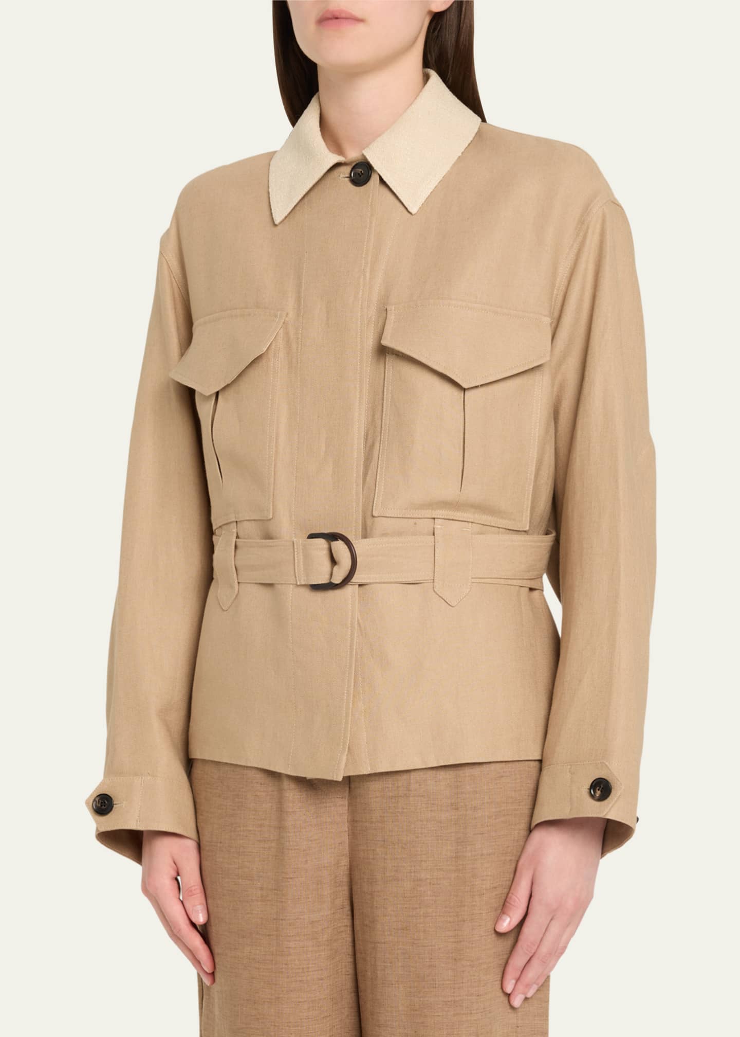 Loro Piana Dillon Belted Antigua Linen Field Jacket - Bergdorf Goodman