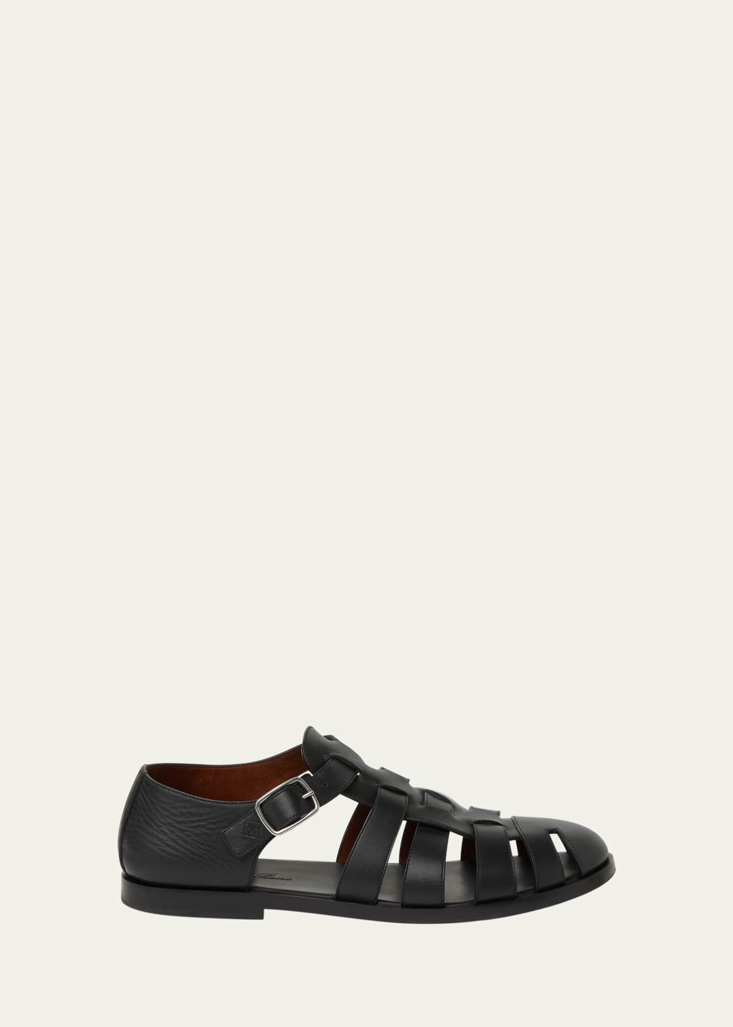 Loro Piana Men's Maxime Walk Leather Sandals - Bergdorf Goodman