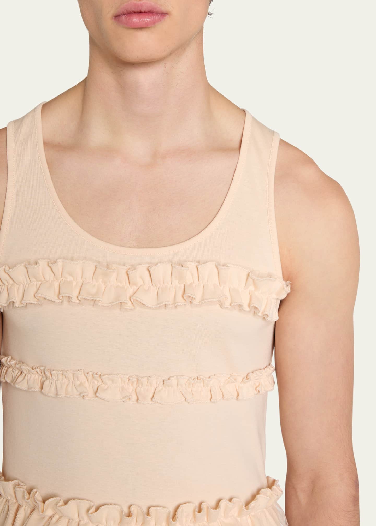 Simone Rocha Men's Ruffle Frill Tank Top - Bergdorf Goodman