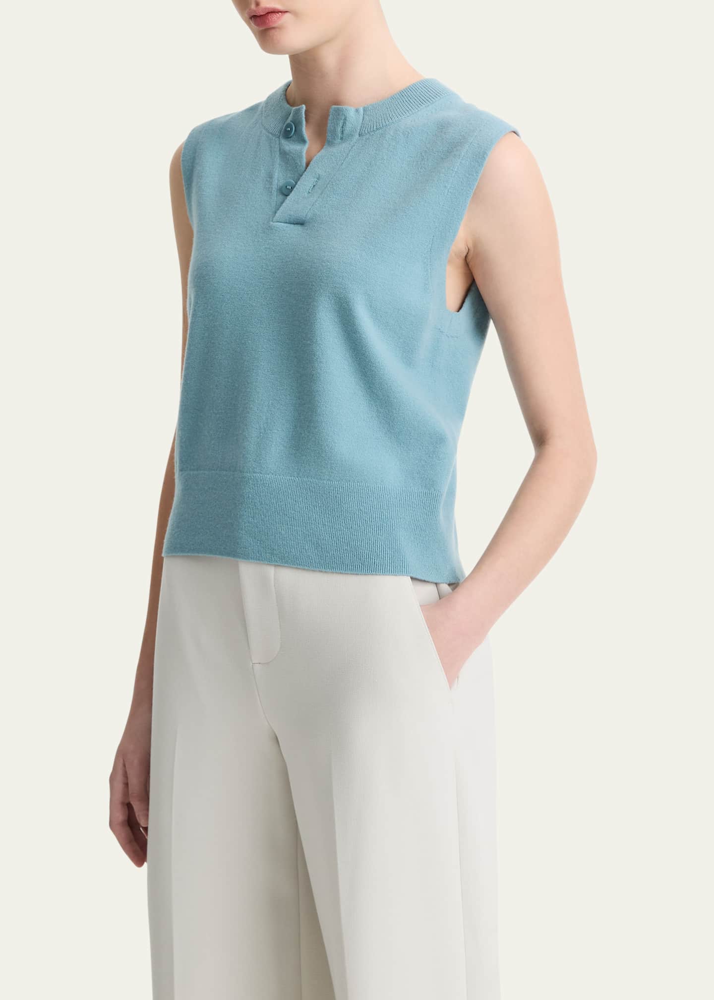 Vince Sleeveless Henley Shell - Bergdorf Goodman