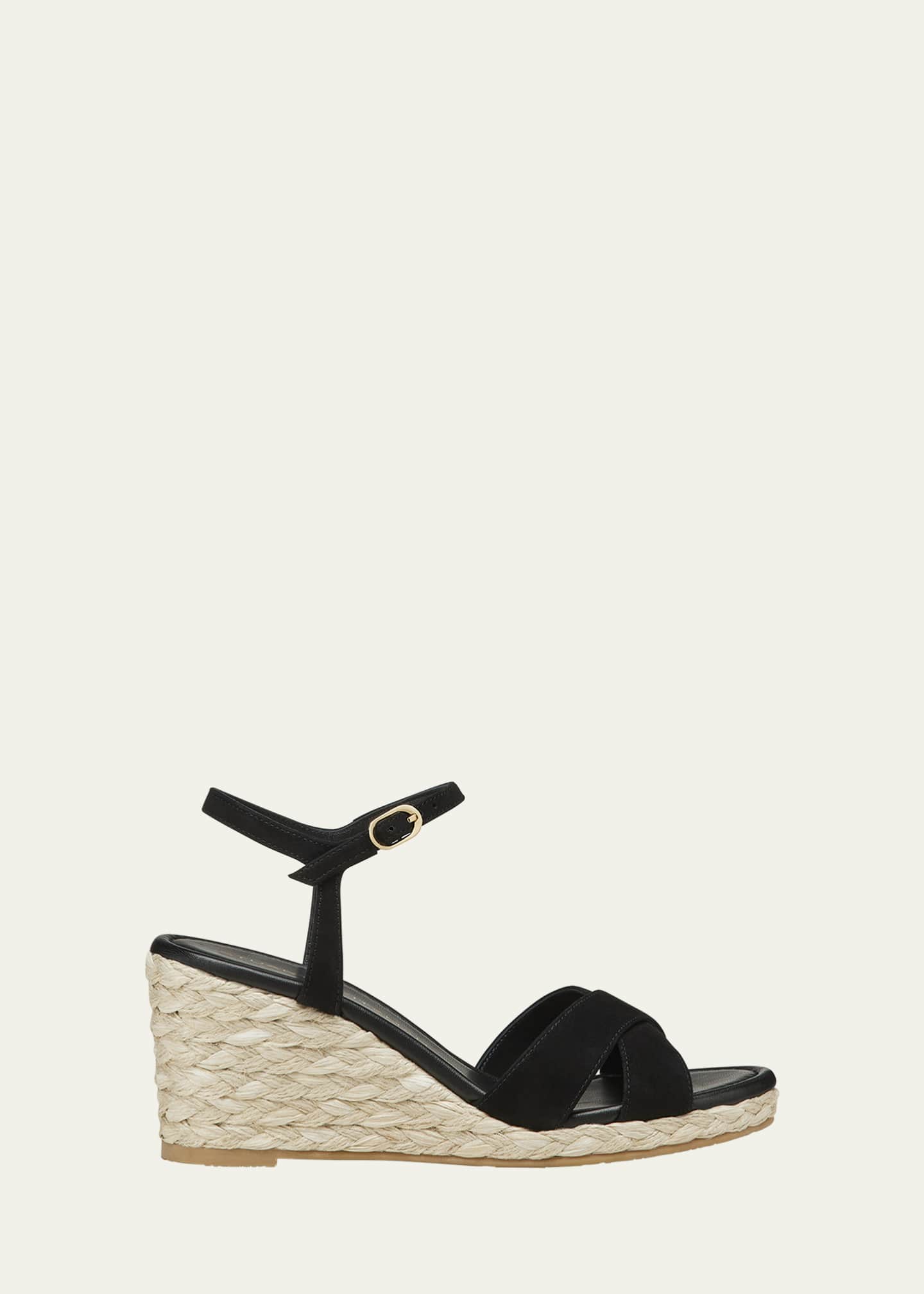 Stuart Weitzman Dayna Suede Crisscross Wedge Espadrilles - Bergdorf Goodman