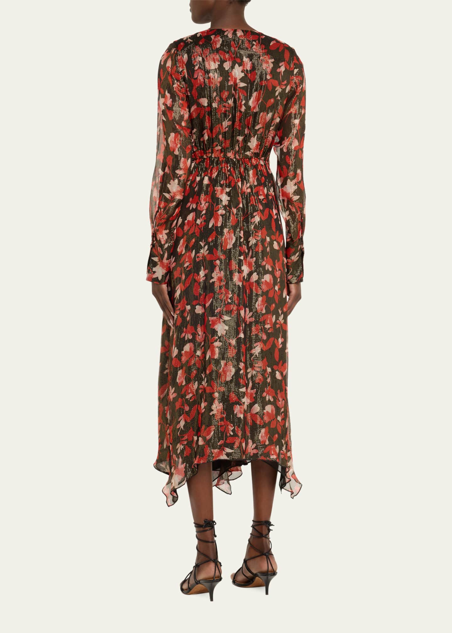 Ramy Brook Tatia Plunging Long-Sleeve Midi Dress - Bergdorf Goodman