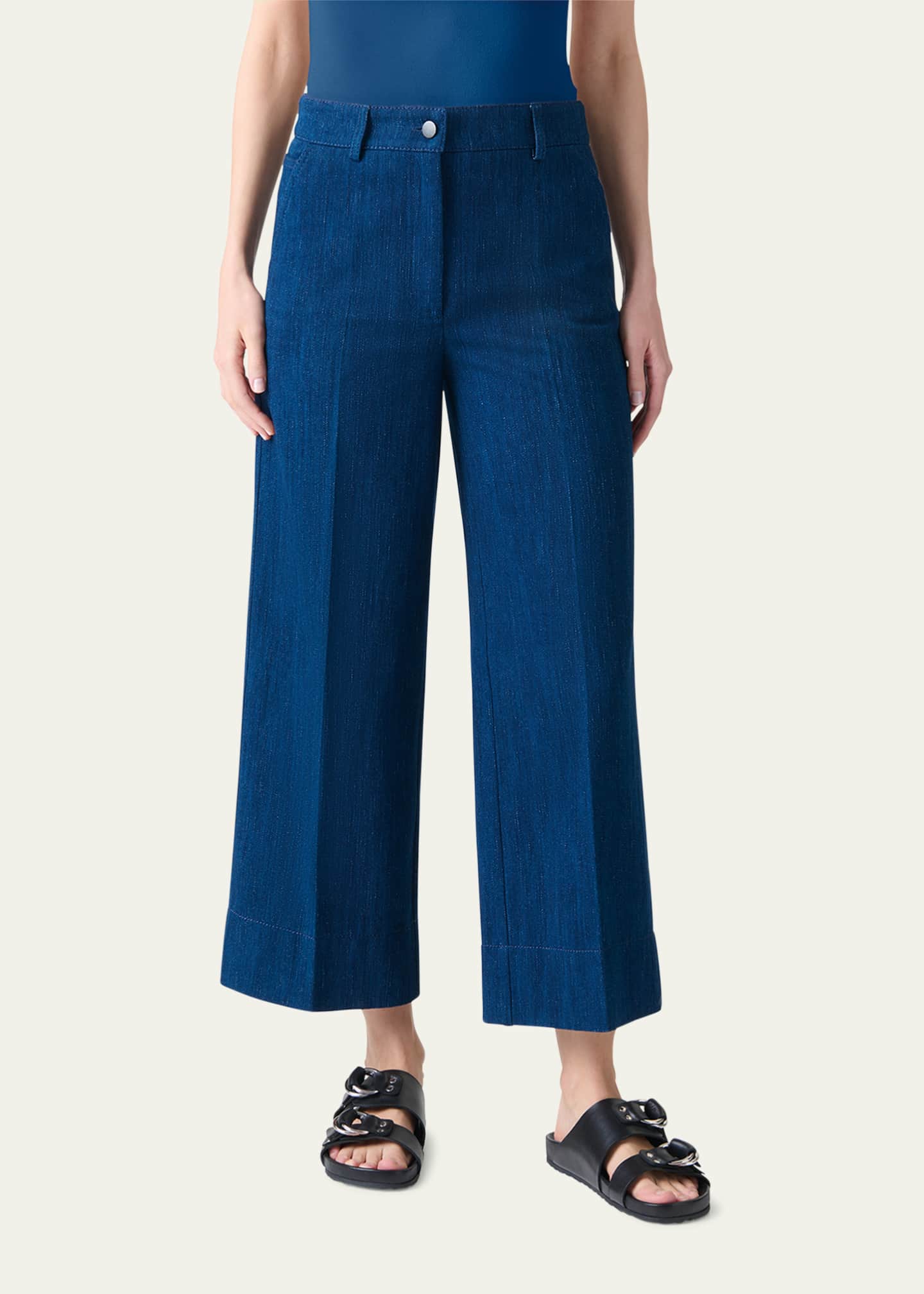 Akris punto Signature Dot Application Denim Wide Leg Pants - Bergdorf ...