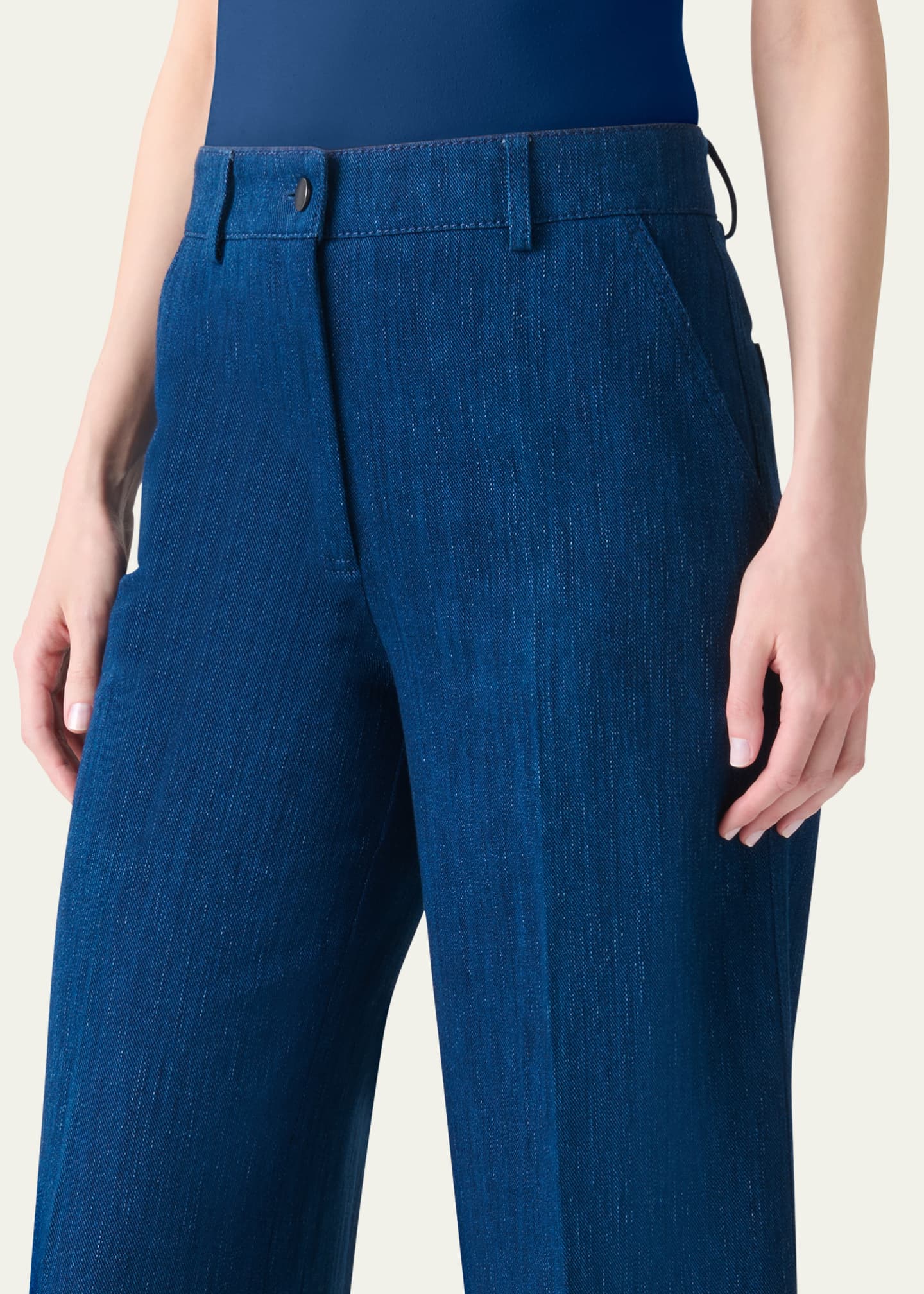Akris punto Signature Dot Application Denim Wide Leg Pants - Bergdorf ...