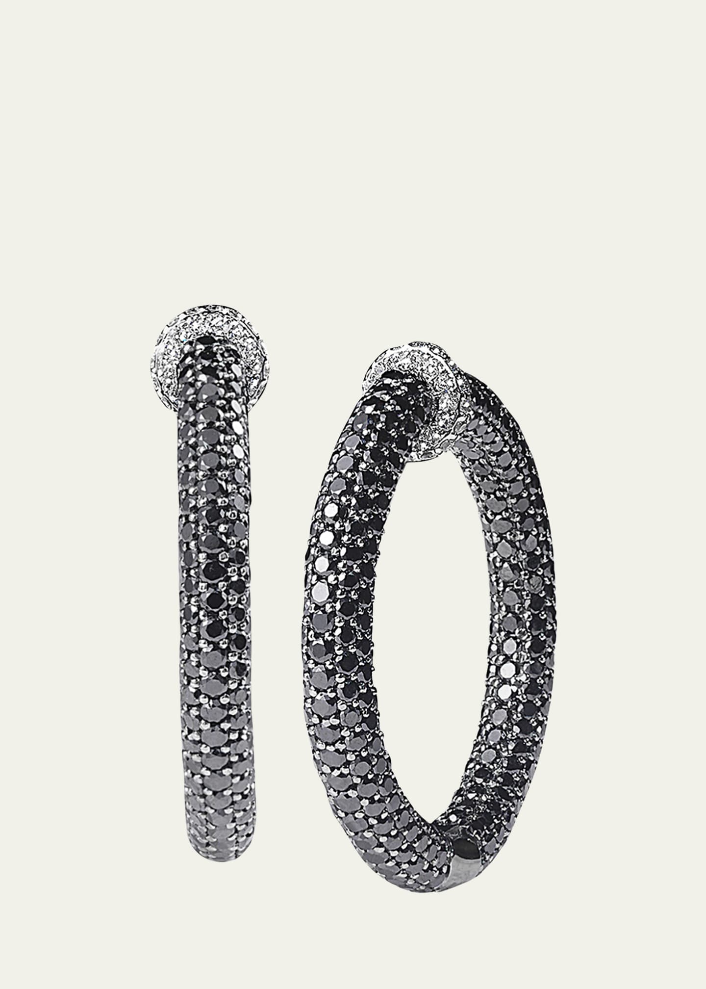 Nam Cho 18K White Gold Black and White Pavé Diamond Tube Hoop Earrings ...