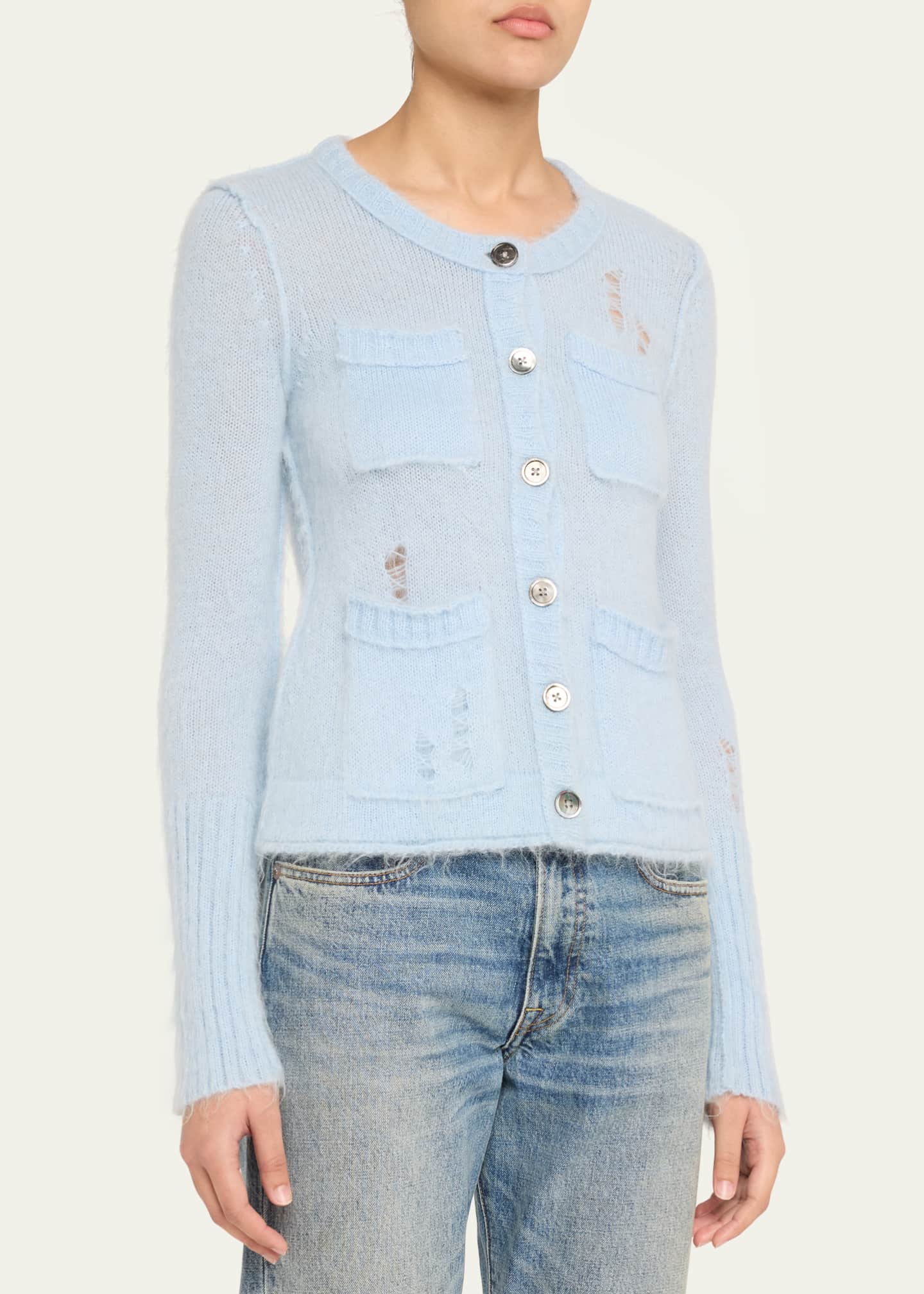 R13 Shrunken Distressed Cardigan - Bergdorf Goodman