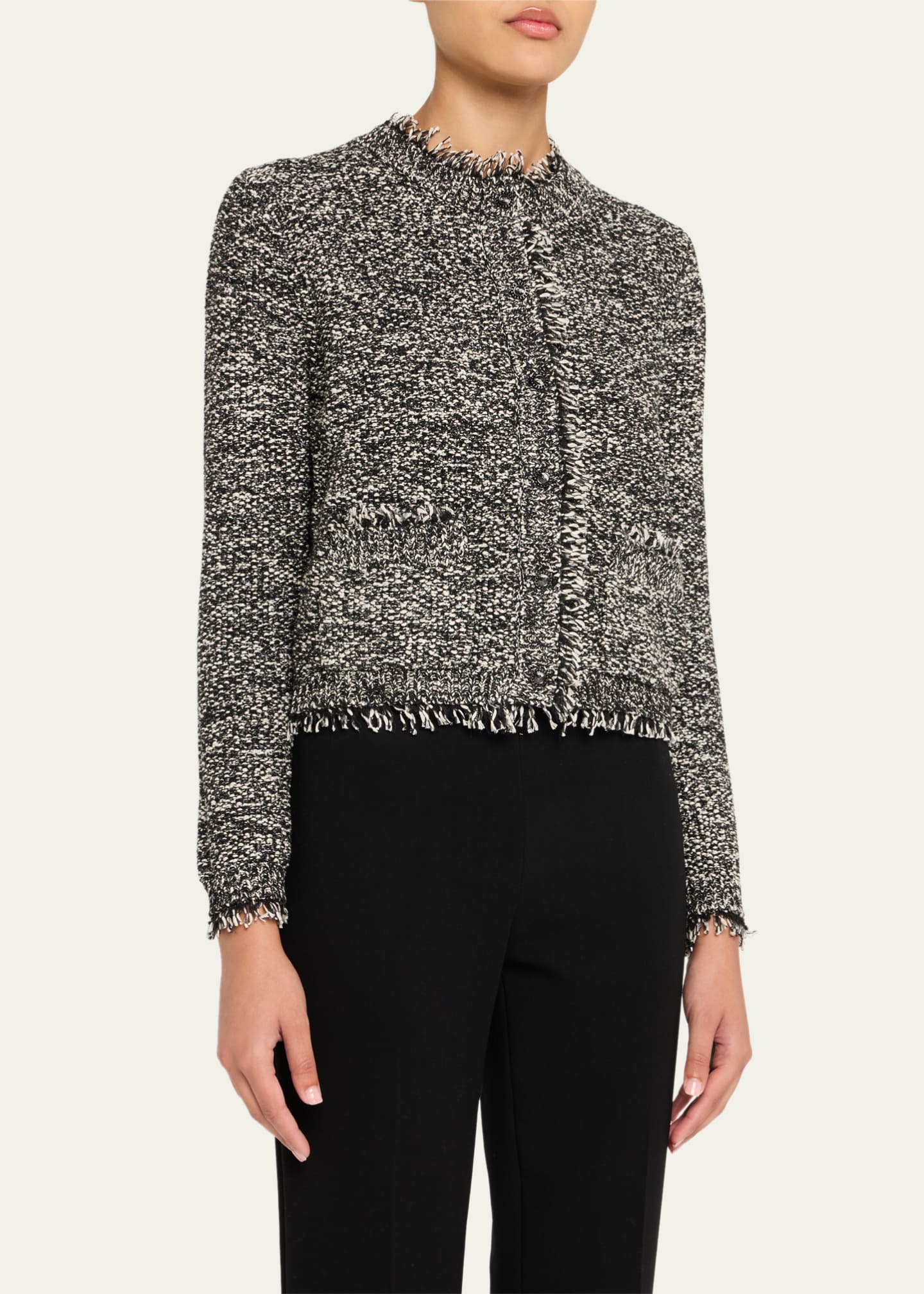 Kobi Halperin Emorie Fringe-Trim Tweed Knit Jacket - Bergdorf Goodman