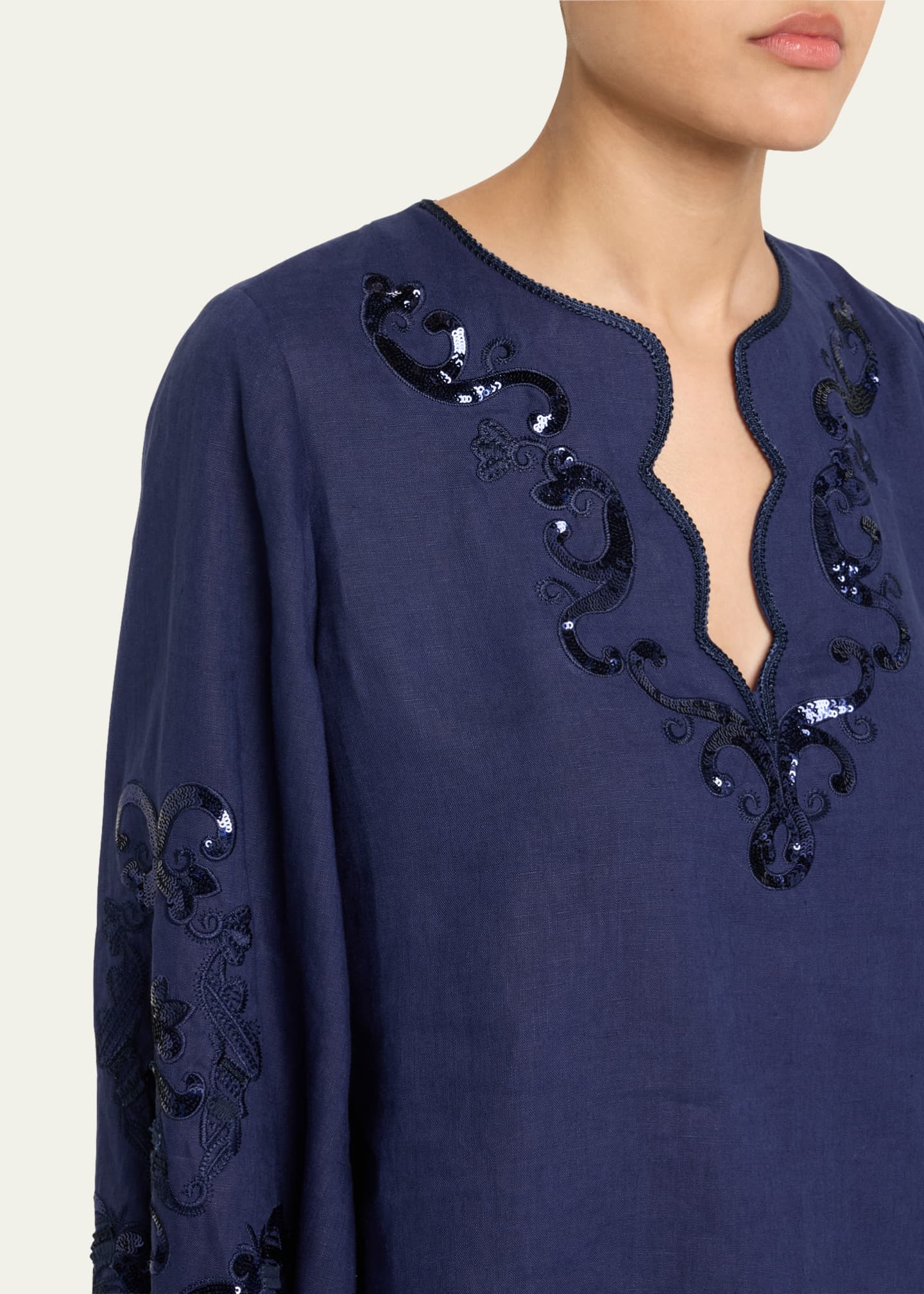 Kobi Halperin Soraya Sequin Embroidered Linen Blouse - Bergdorf Goodman