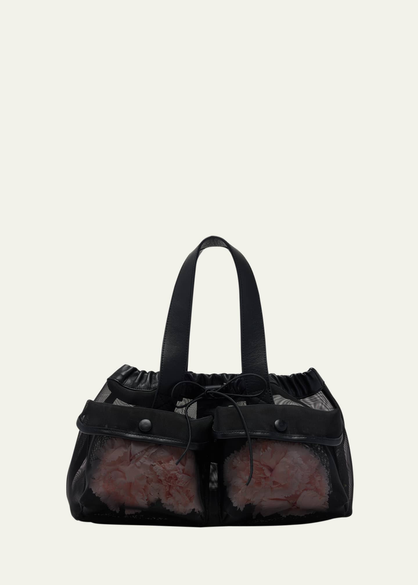Simone Rocha Mini Sheer Stuffed Carnation Drawstring Top-Handle Bag ...