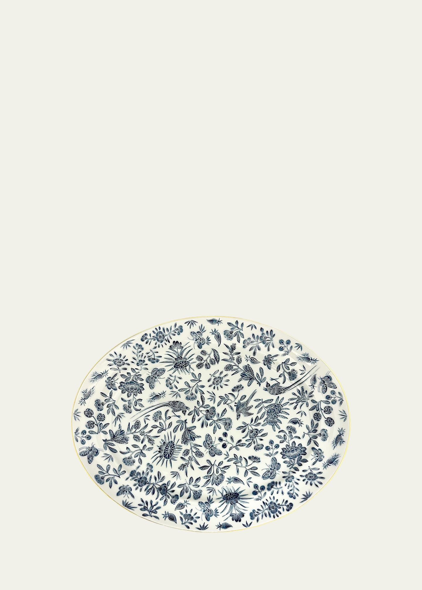 Mottahedeh Sacred Bird & Butterfly Blue Oval Platter - Bergdorf Goodman