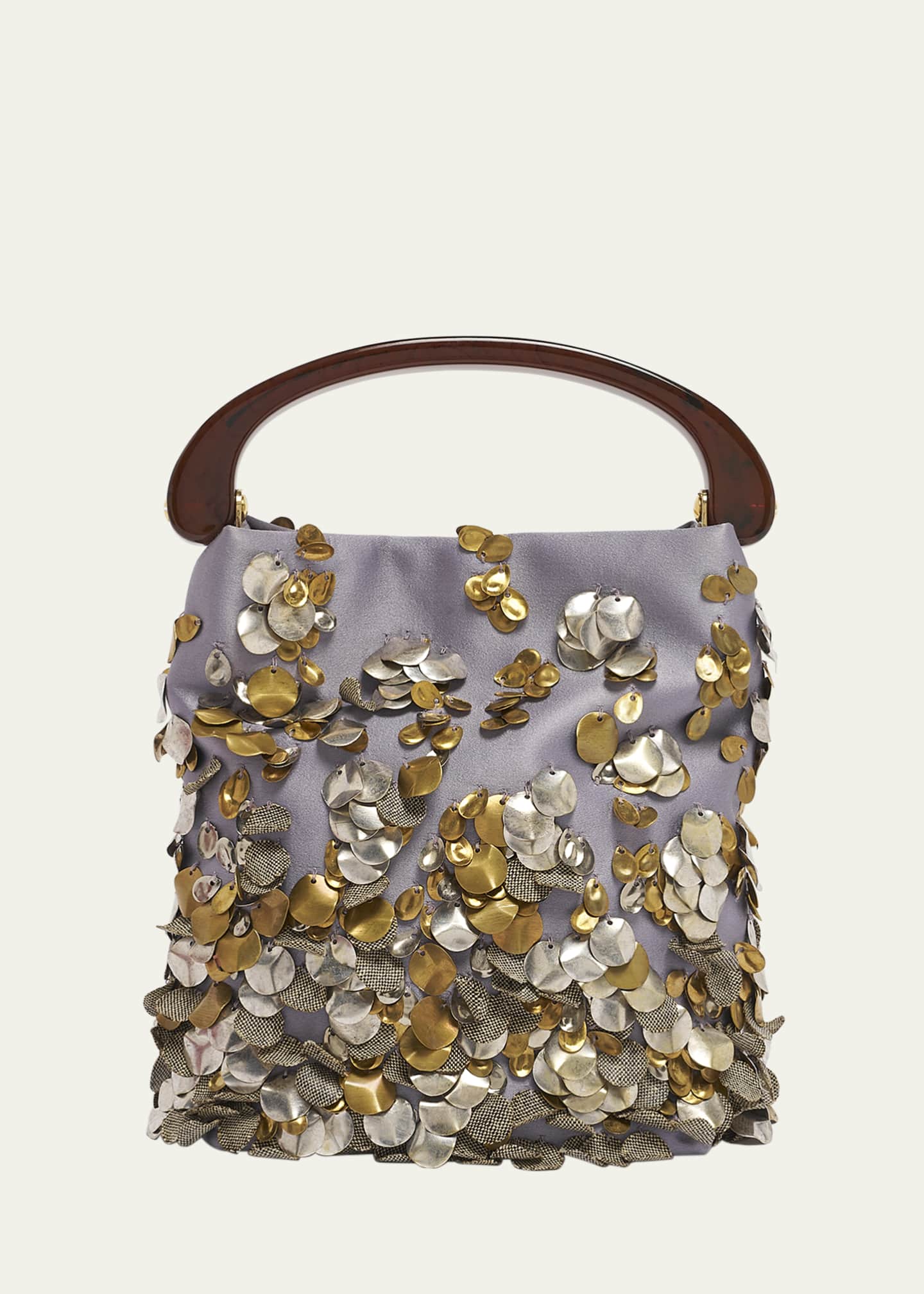 Dries Van Noten Crisp Embellished Leather Top-Handle Bag - Bergdorf Goodman