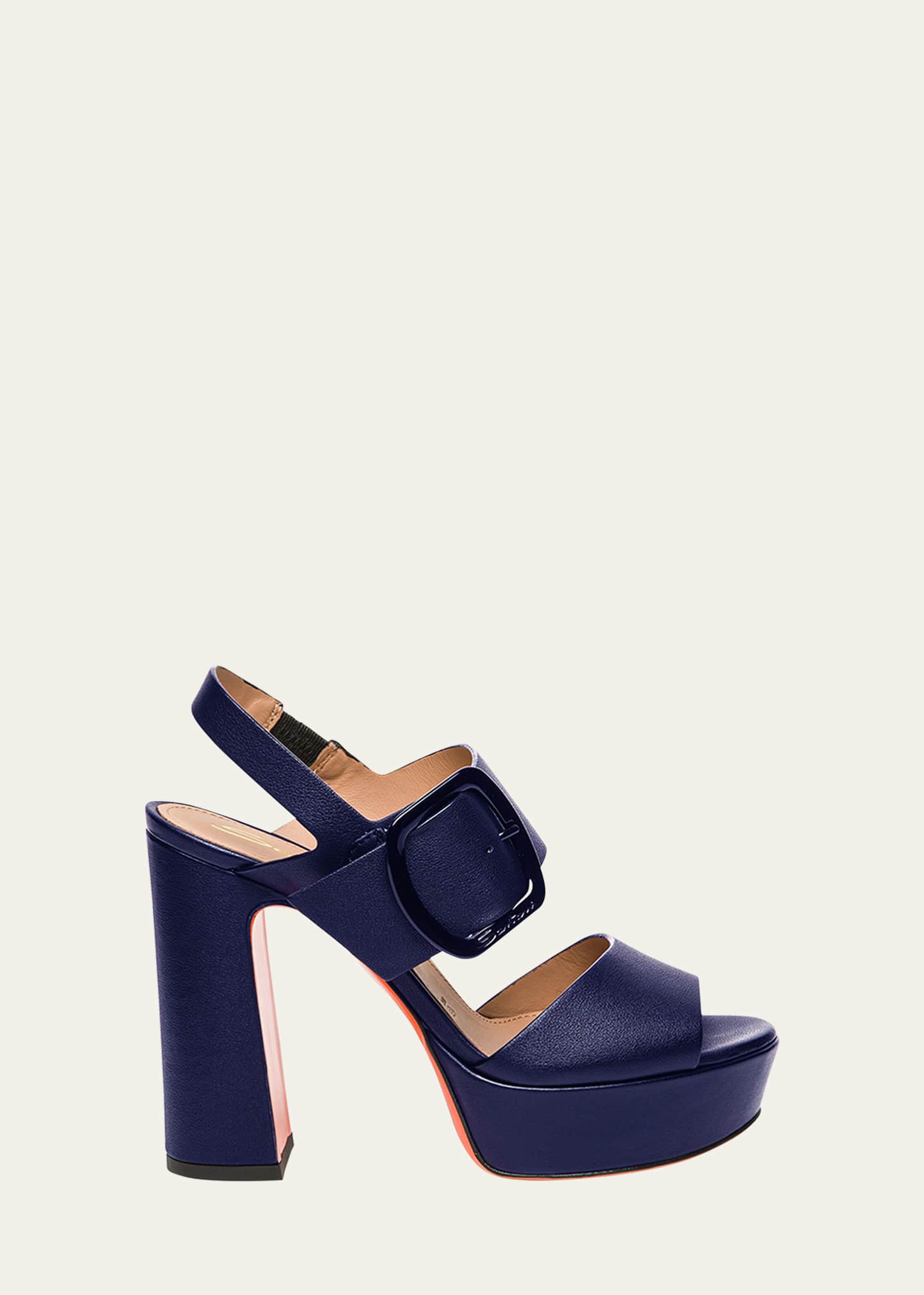 Santoni Bruxel Leather Buckle Platform Sandals - Bergdorf Goodman