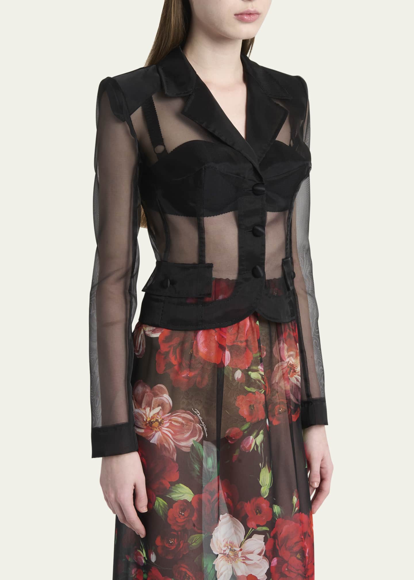 Dolce&Gabbana Vernice Sheer Tulle Crop Jacket - Bergdorf Goodman