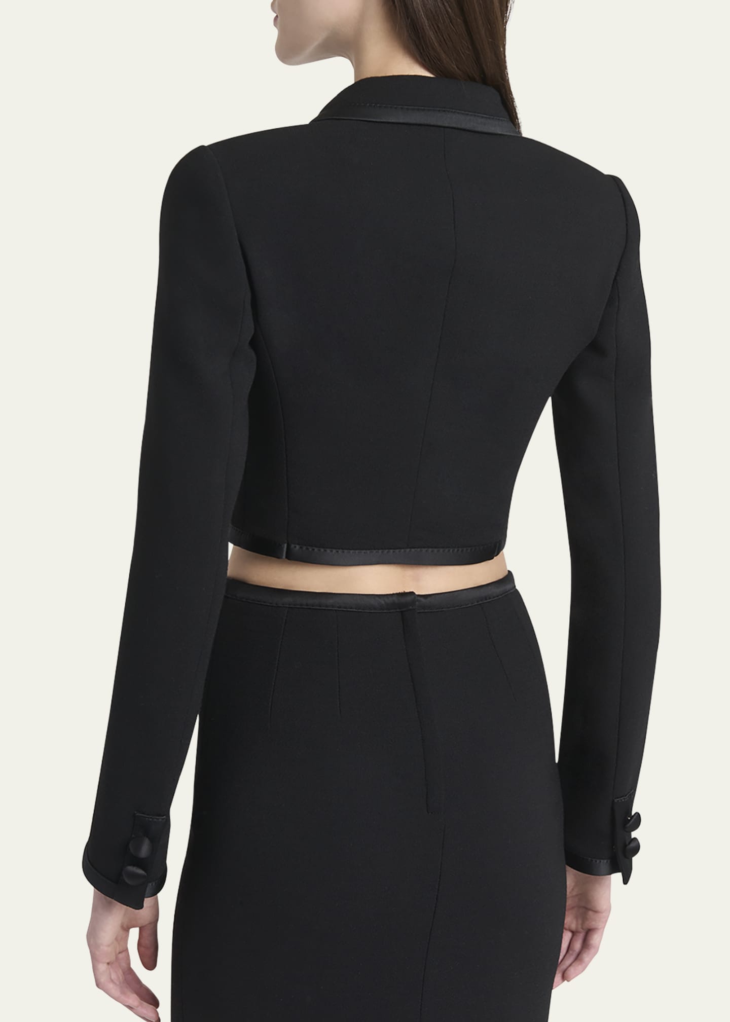 Dolce&Gabbana Satin-Trim Double-Breasted Crepe Crop Jacket - Bergdorf ...