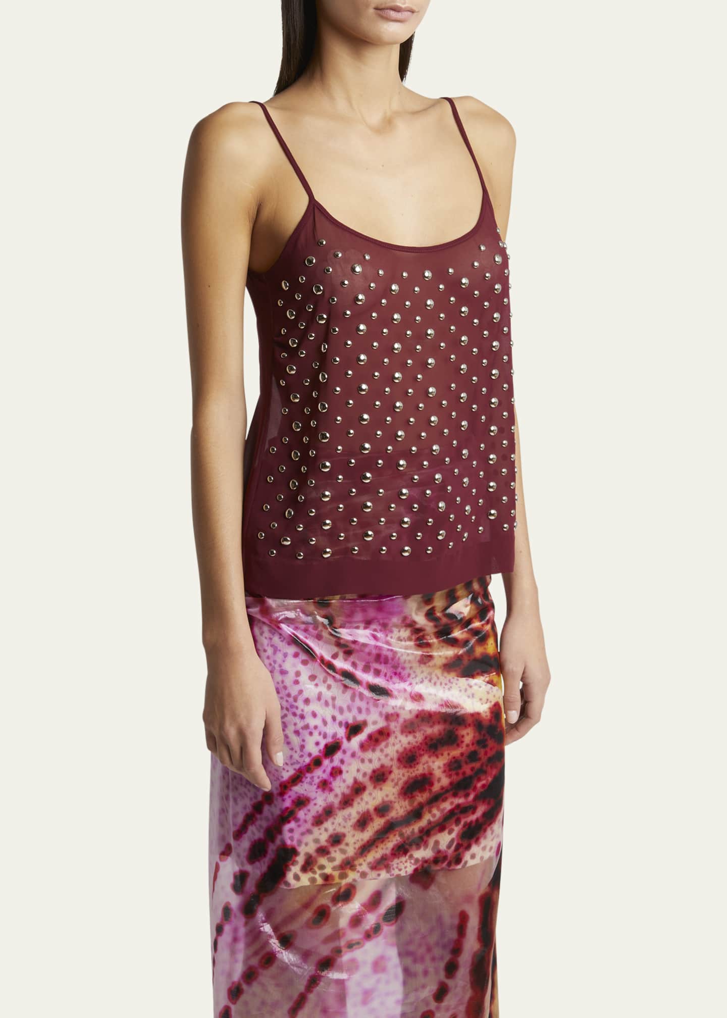 Dries Van Noten Calipso Studded Sheer Cami Top - Bergdorf Goodman