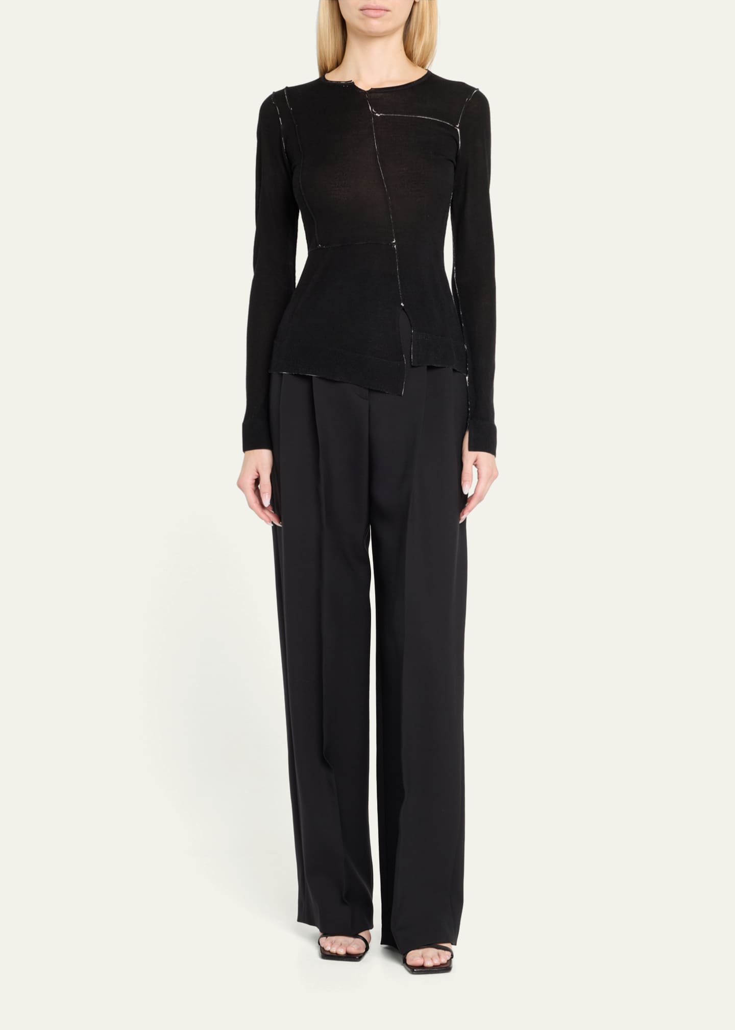 Jason Wu Collection Paneled Merino Wool Printed Sweater - Bergdorf Goodman