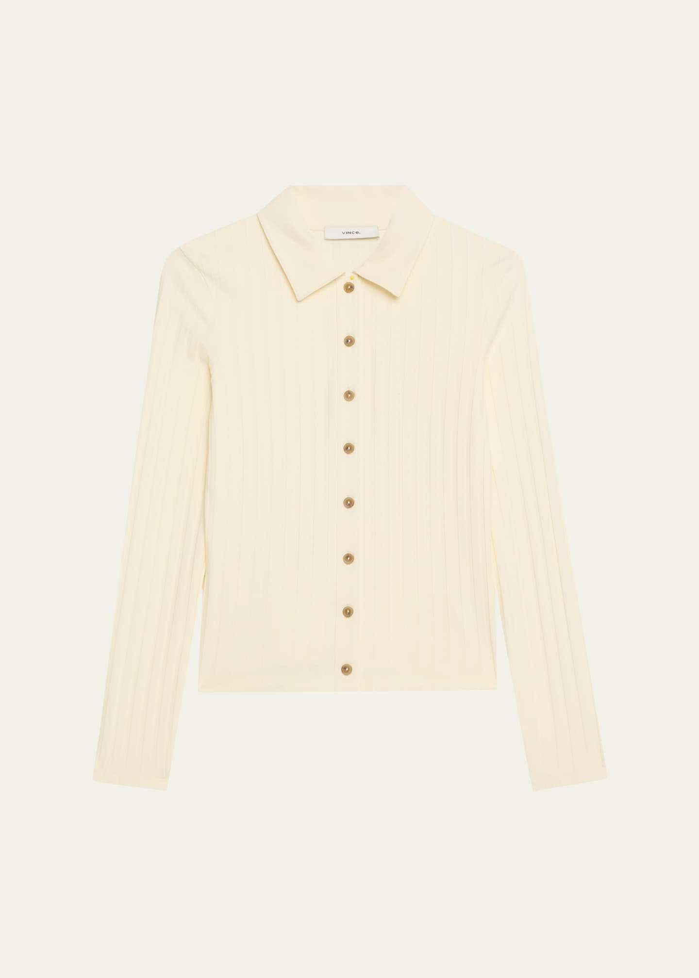 Vince Long-Sleeve Ribbed Button-Front Top - Bergdorf Goodman
