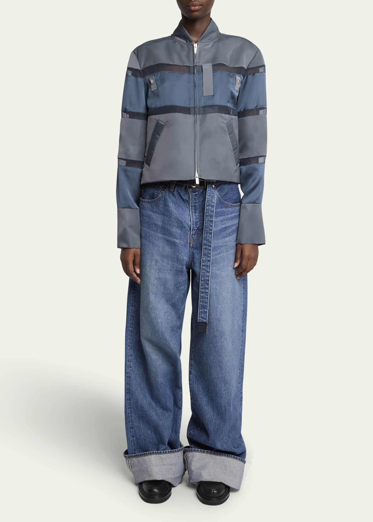 SACAI Sheer Two-Tone Bomber Jacket - Bergdorf Goodman