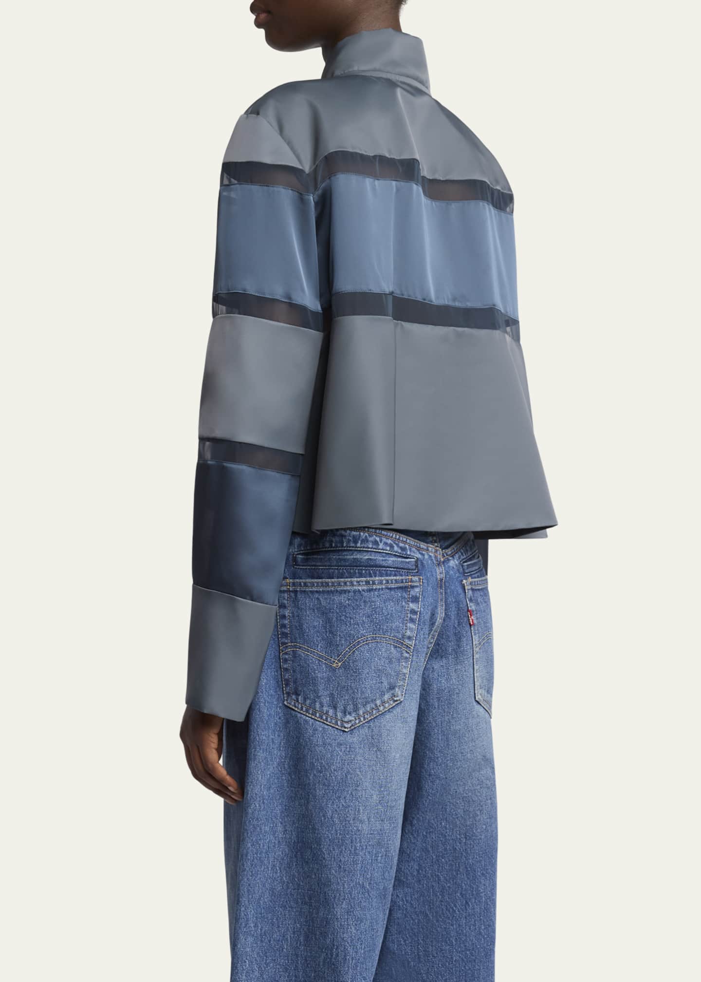 SACAI Sheer Two-Tone Bomber Jacket - Bergdorf Goodman
