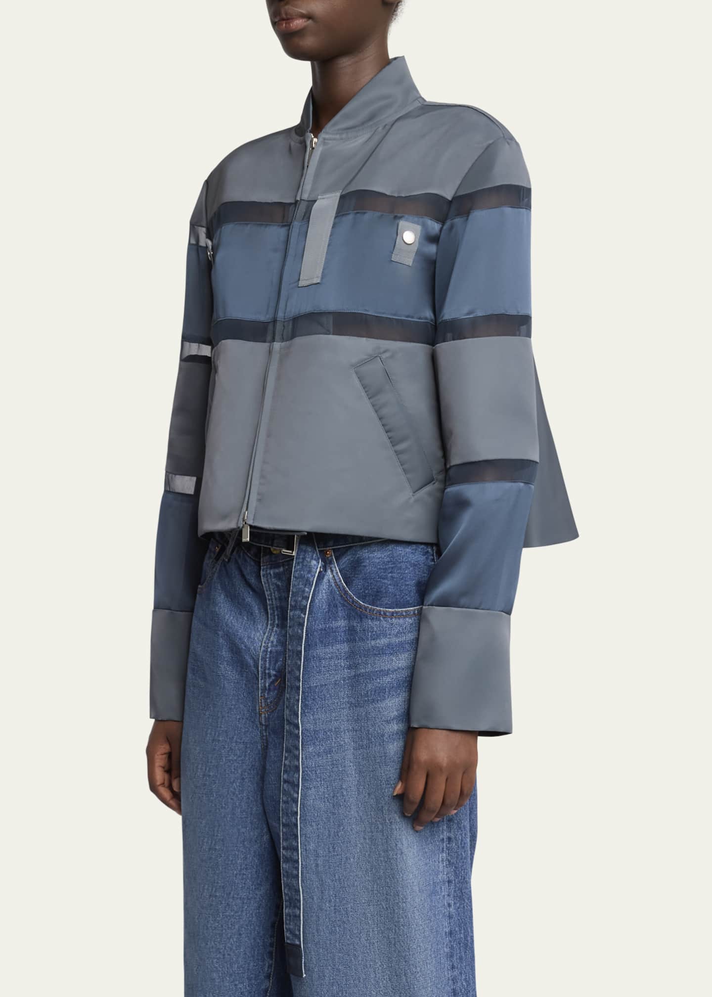 SACAI Sheer Two-Tone Bomber Jacket - Bergdorf Goodman