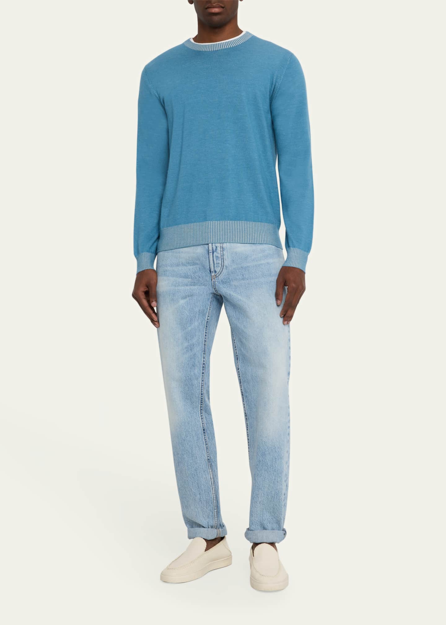 Fioroni Men's Cotton and Cashmere Duvet Vanise Crewneck Sweater ...