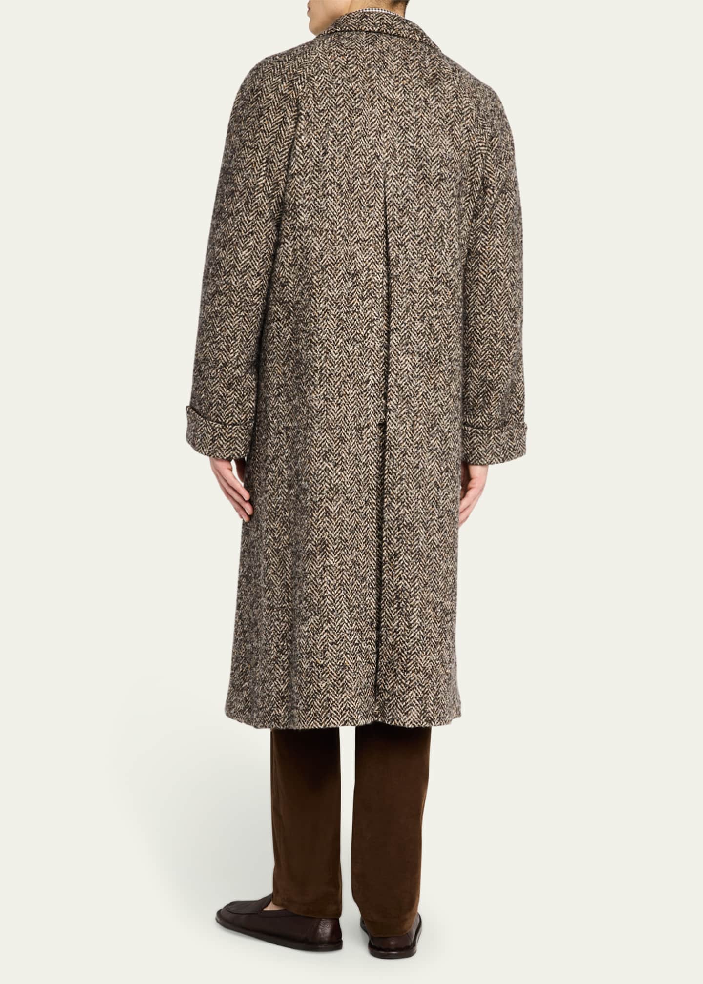 Anderson & Sheppard Men's Herringbone Raglan Overcoat - Bergdorf Goodman