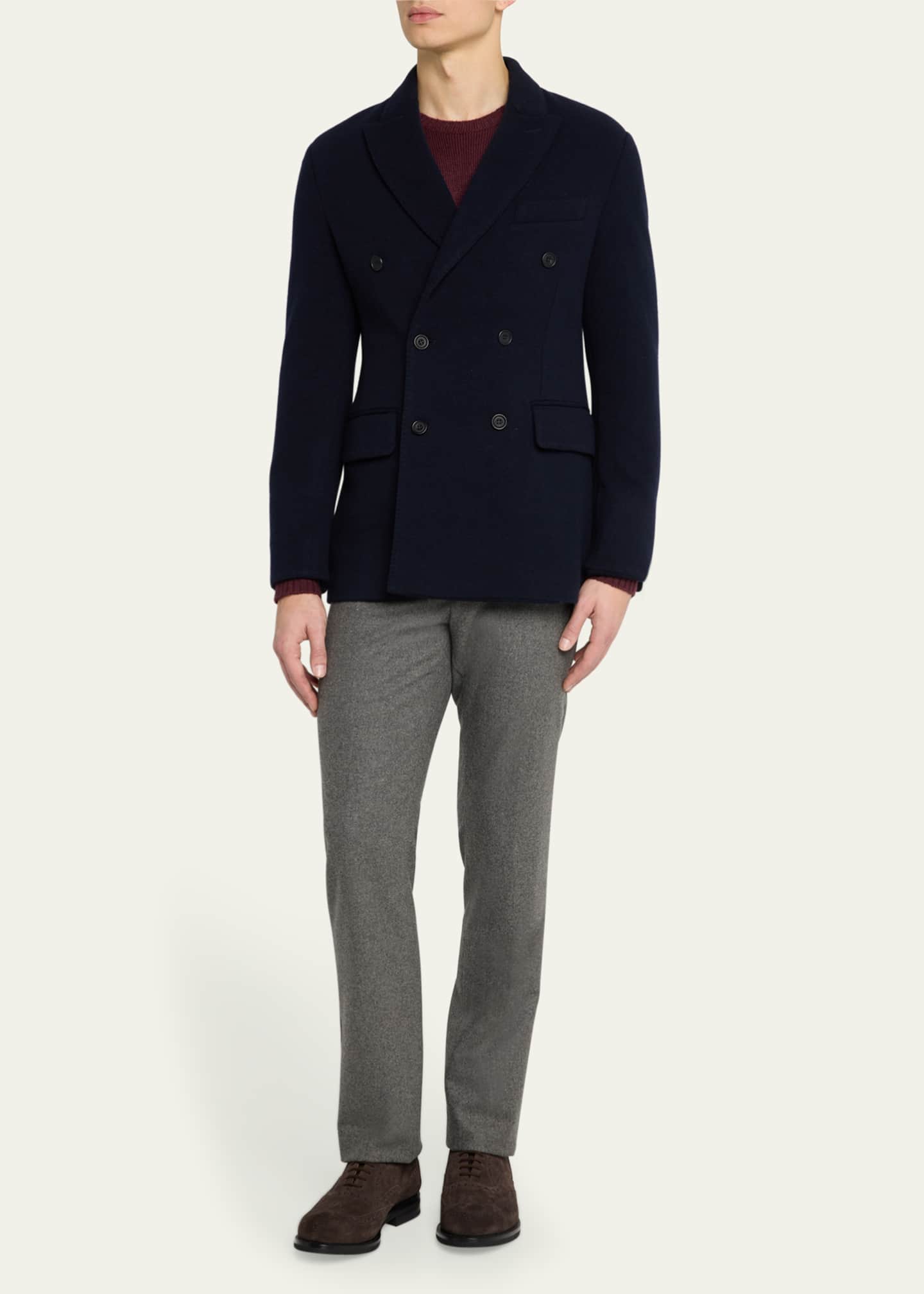 Anderson & Sheppard Men's Double-Breasted Knit Blazer - Bergdorf Goodman