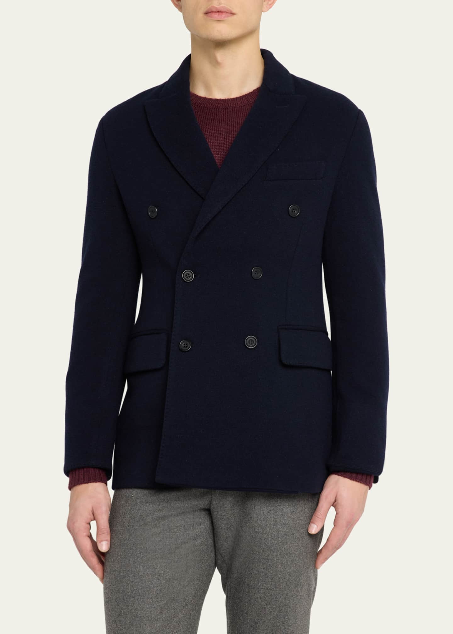 Anderson & Sheppard Men's Double-Breasted Knit Blazer - Bergdorf Goodman