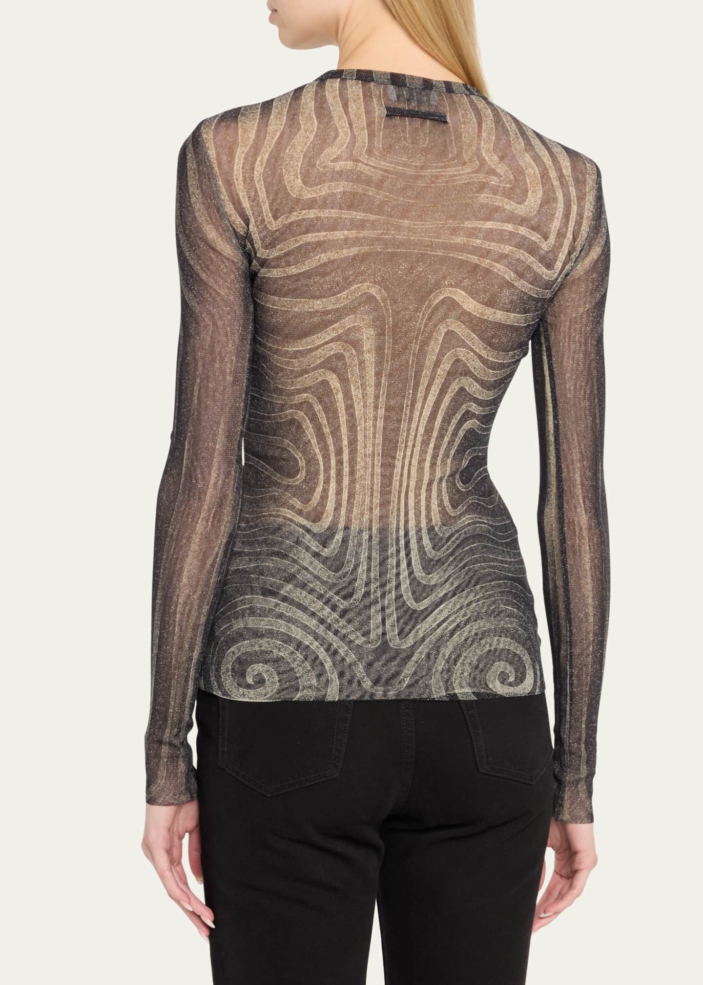 Jean Paul Gaultier Spiral Print Mesh Top - Bergdorf Goodman