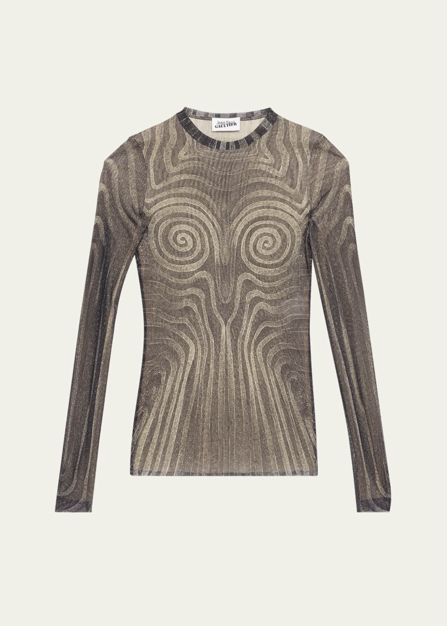 Jean Paul Gaultier Spiral Print Mesh Top - Bergdorf Goodman