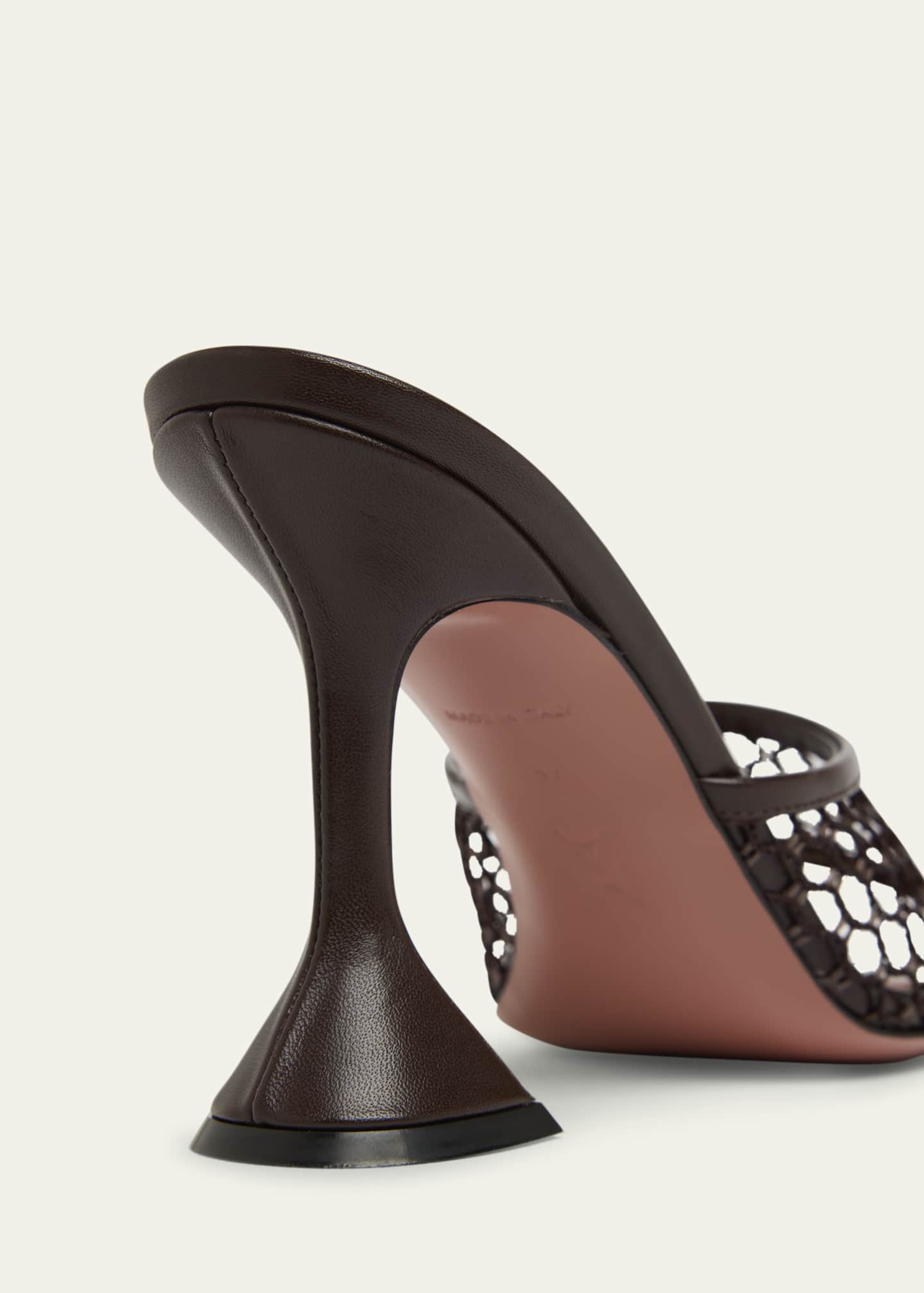 Amina Muaddi Lupita Net Leather Sandals - Bergdorf Goodman