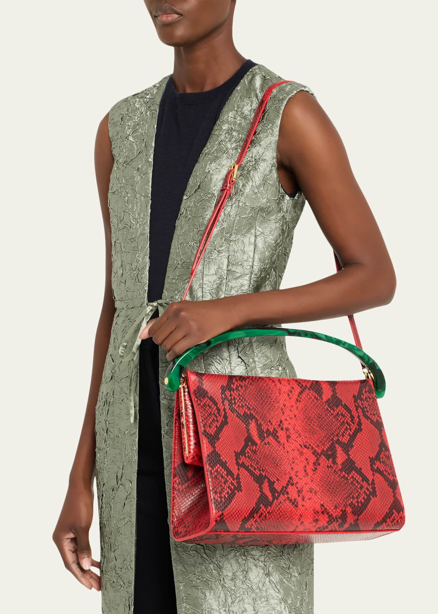 Dries Van Noten Crisp Python Top-Handle Bag - Bergdorf Goodman