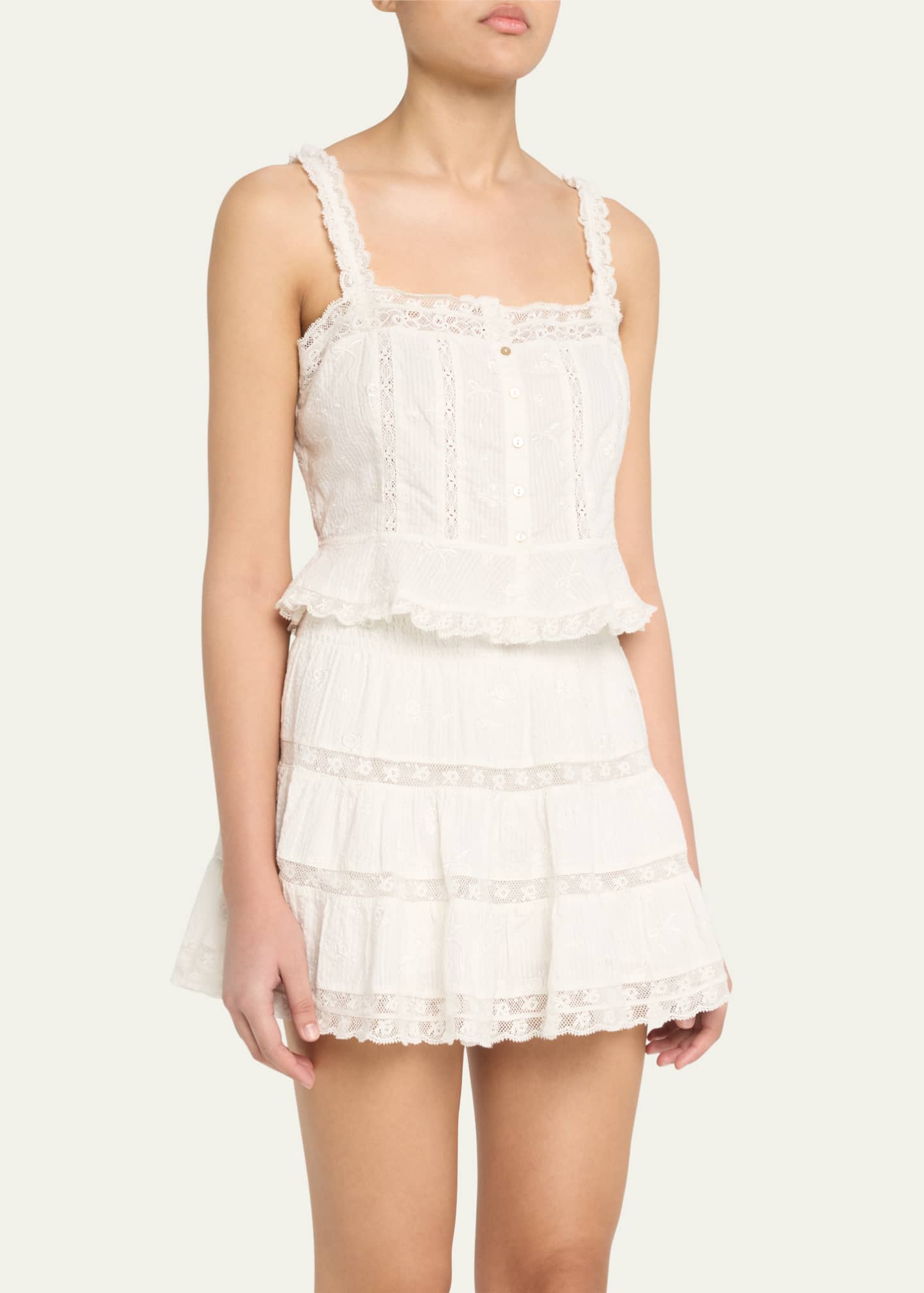 LoveShackFancy Vietta Lace-Trim Cami - Bergdorf Goodman