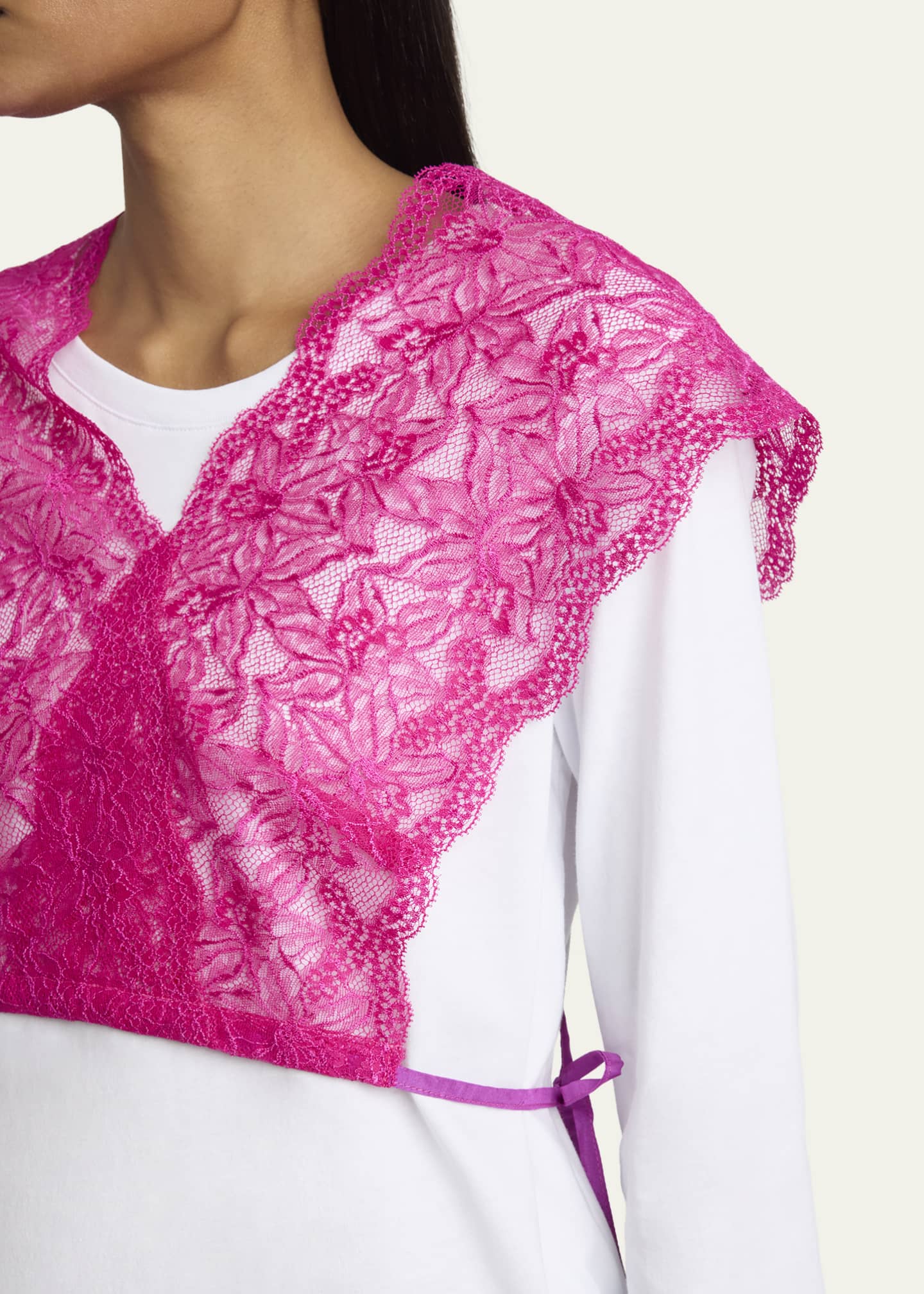 Dries Van Noten Cico Floral Lace Drawstring Crop Top - Bergdorf Goodman