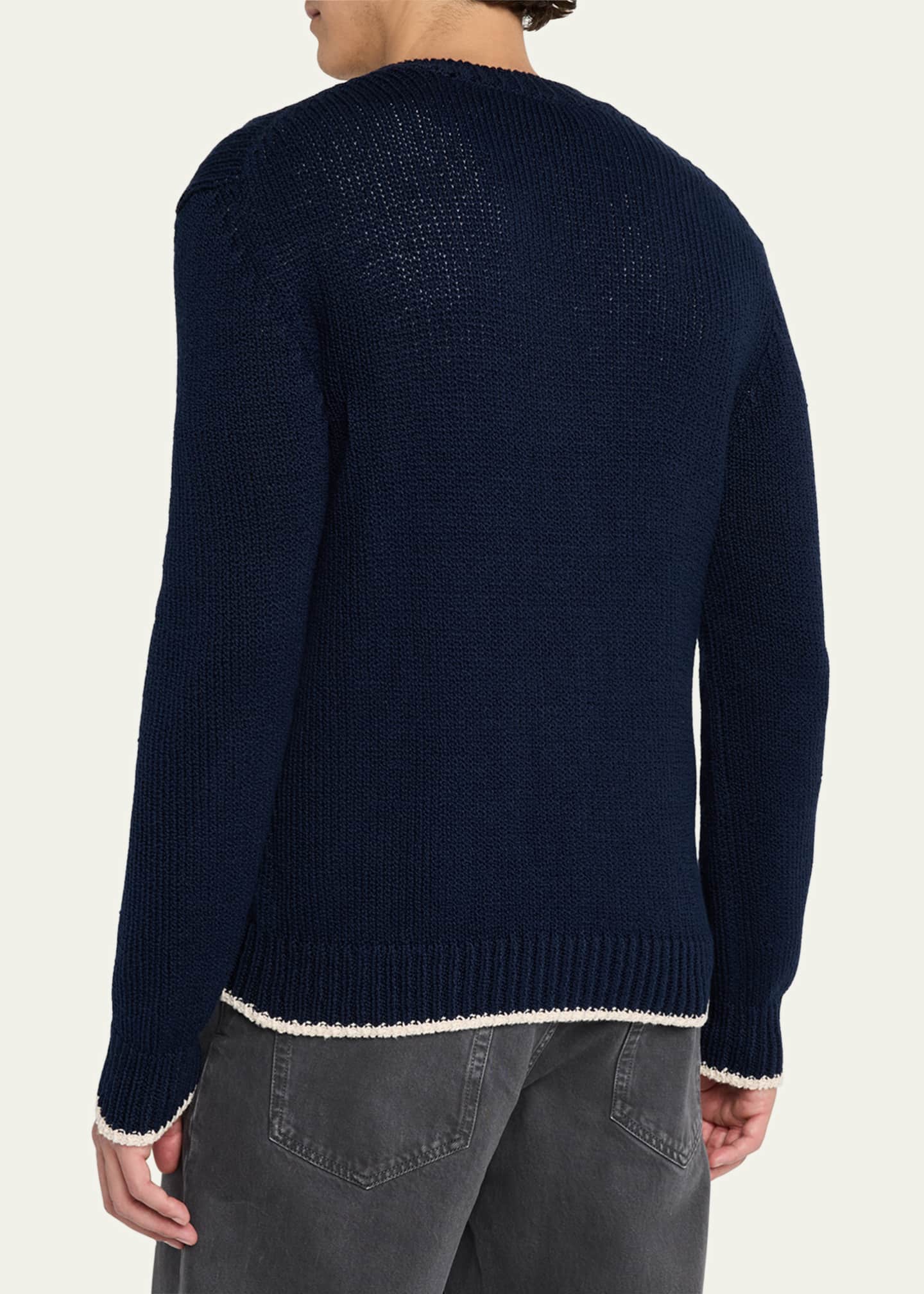 Bergdorf Goodman Men's Cotton Contrast-Trim Cardigan - Bergdorf Goodman
