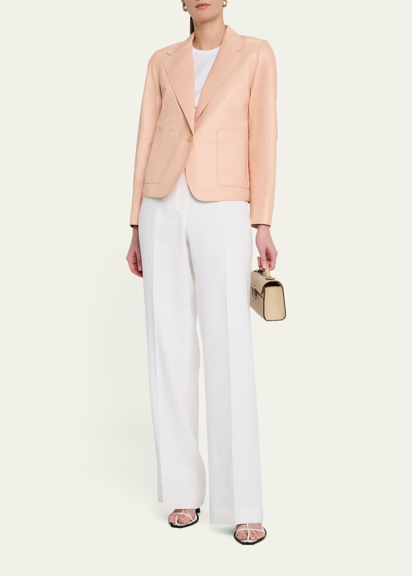 Lafayette 148 New York Single-Button Leather Boyfriend Blazer ...