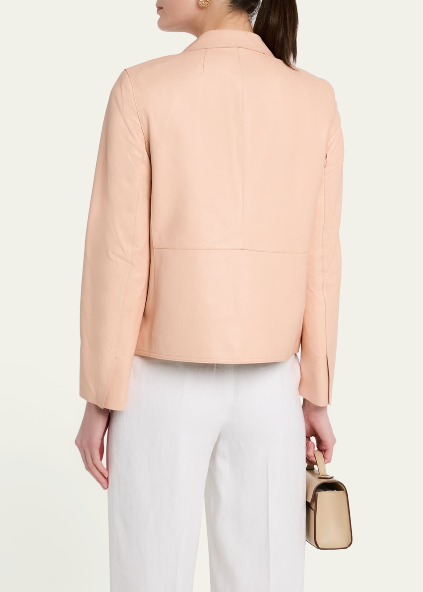 Lafayette 148 New York Single-Button Leather Boyfriend Blazer ...