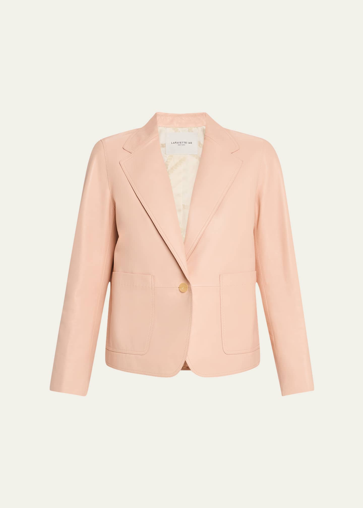 Lafayette 148 New York Single-Button Leather Boyfriend Blazer ...