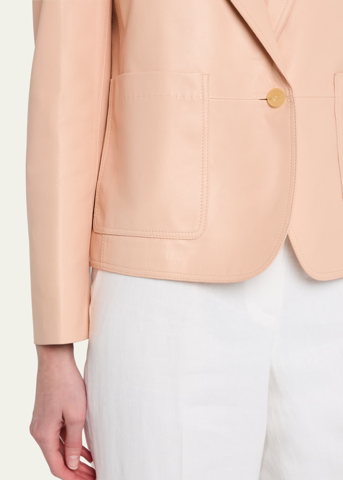 Lafayette 148 New York Single-Button Leather Boyfriend Blazer ...