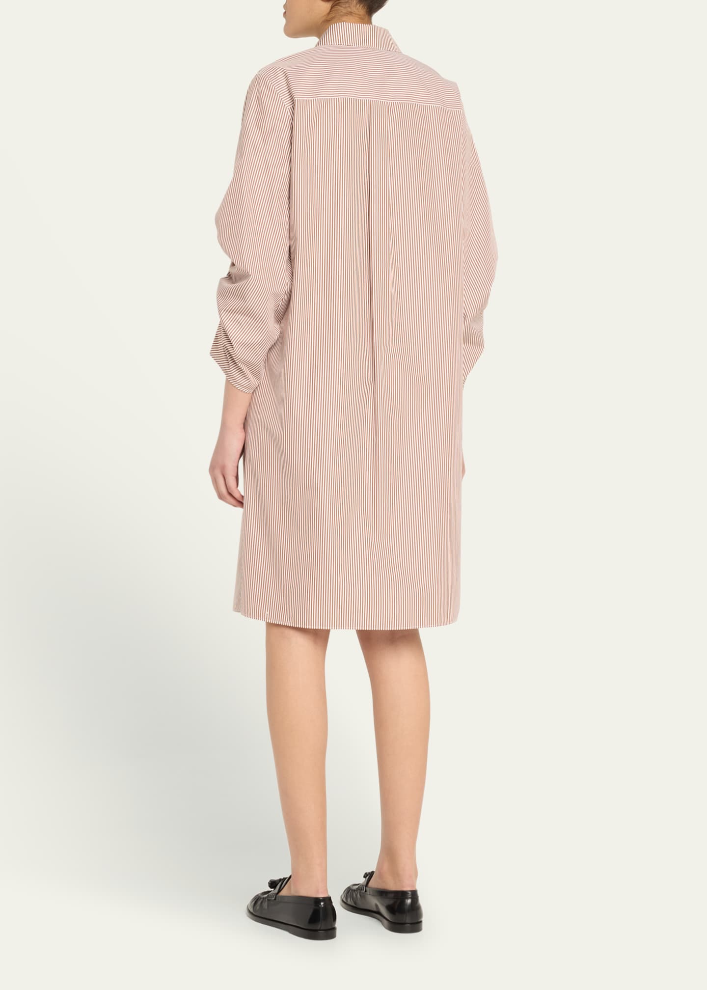 Lafayette 148 New York Striped Pleated-Sleeve Midi Shirtdress - Bergdorf Goodman