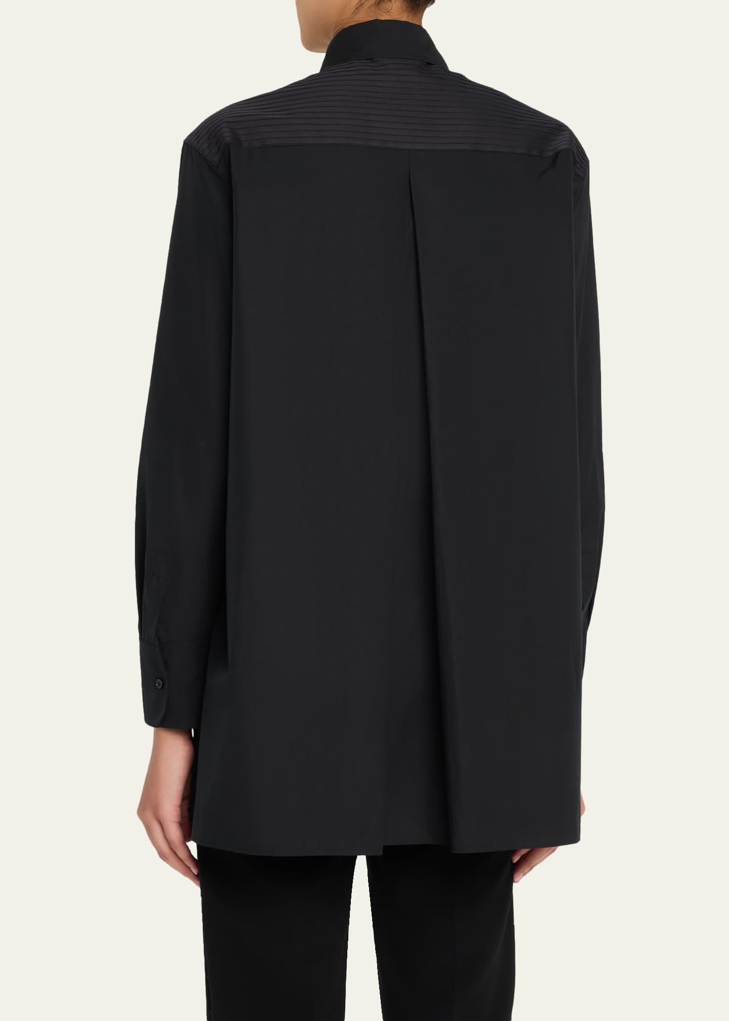 Akris Stitched Pleats Inset Cotton Poplin Oversized Shirt - Bergdorf ...