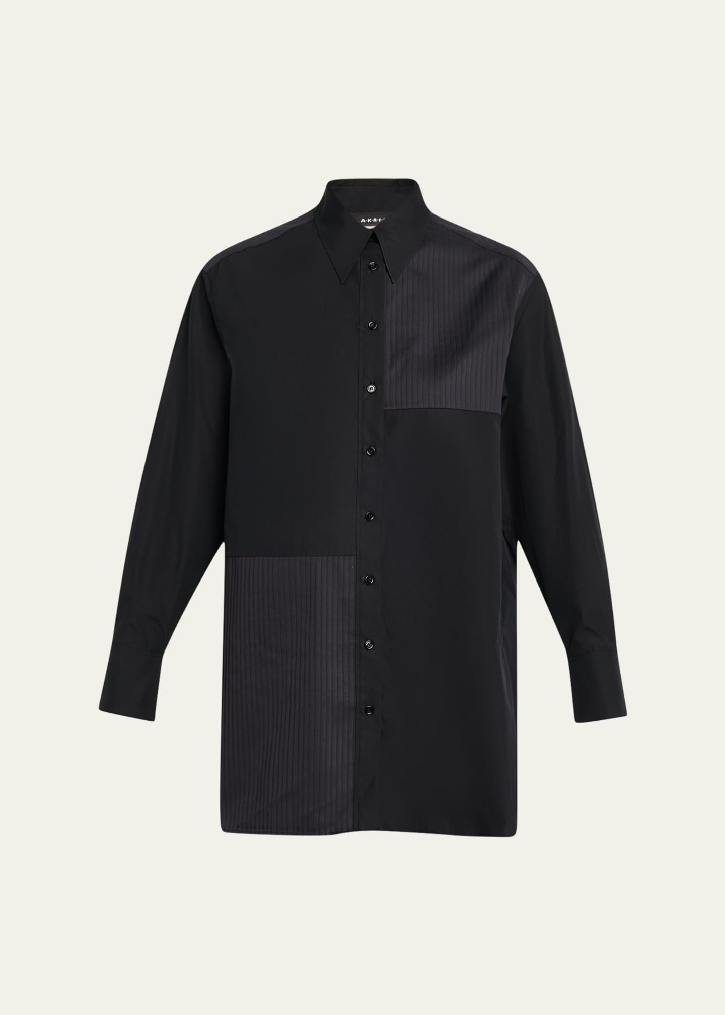 Akris Stitched Pleats Inset Cotton Poplin Oversized Shirt - Bergdorf ...