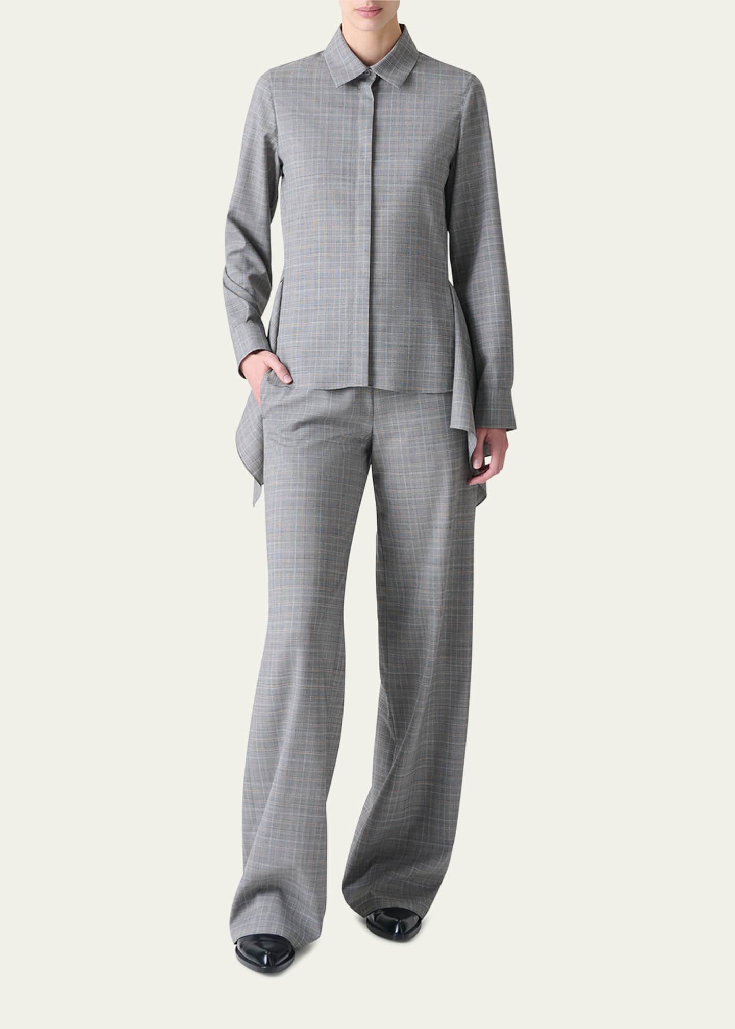 Akris Filibert Prince of Wales Check Cool Wool Pants - Bergdorf Goodman