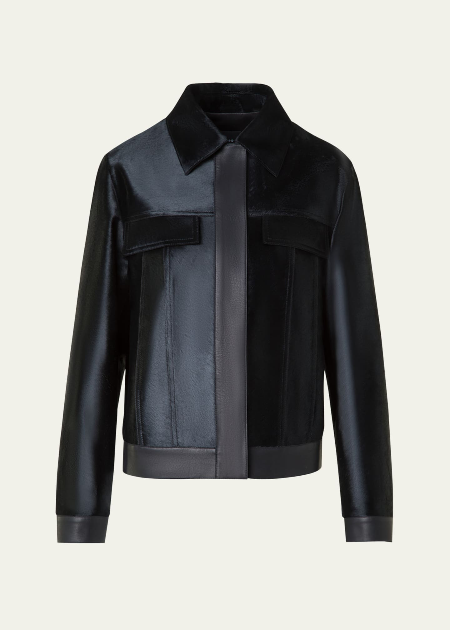 Akris Gemini Calf Shearling and Leather Trucker Jacket - Bergdorf Goodman