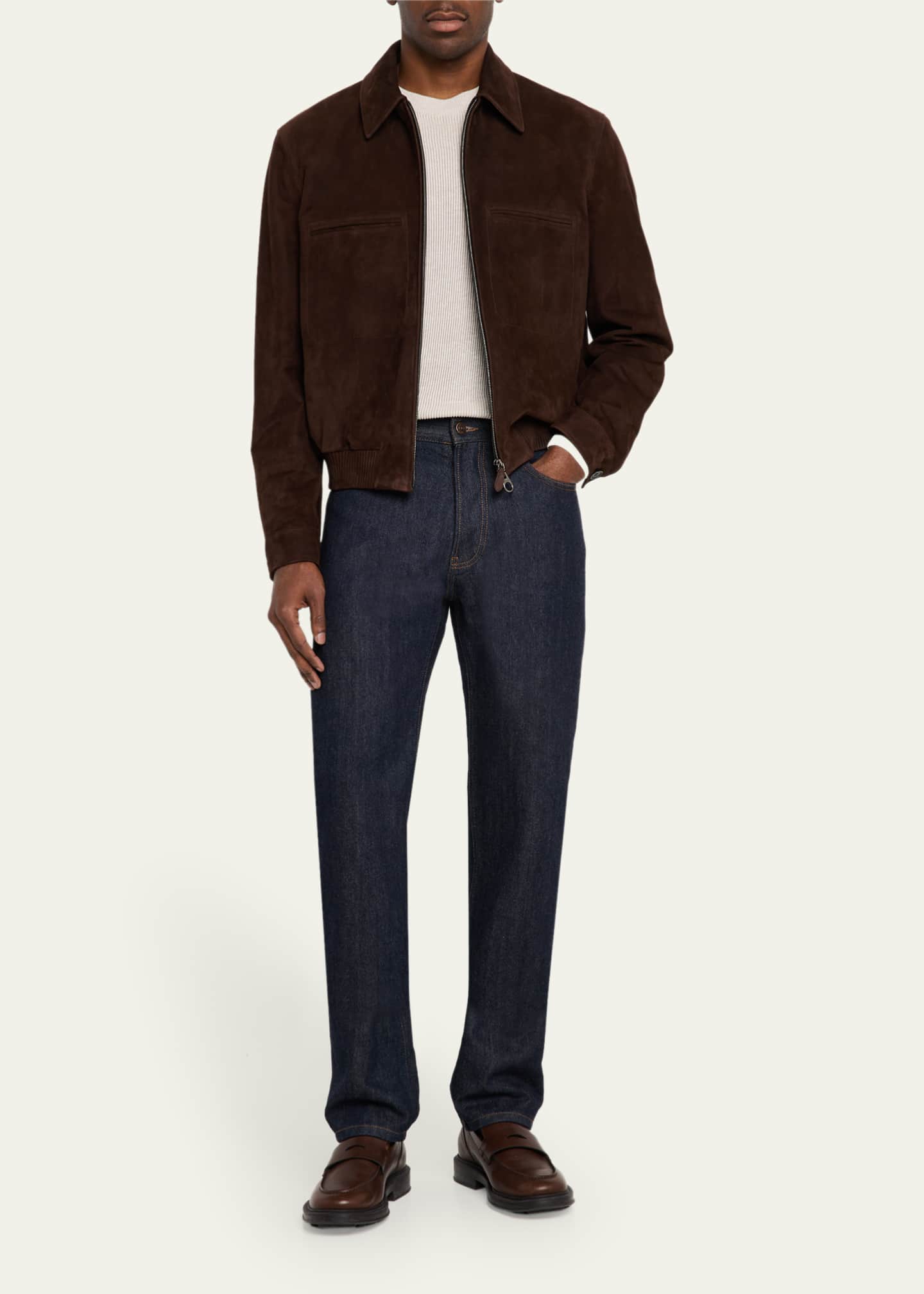Loro Piana Men's Kane Doeskin Suede Bomber Jacket - Bergdorf Goodman