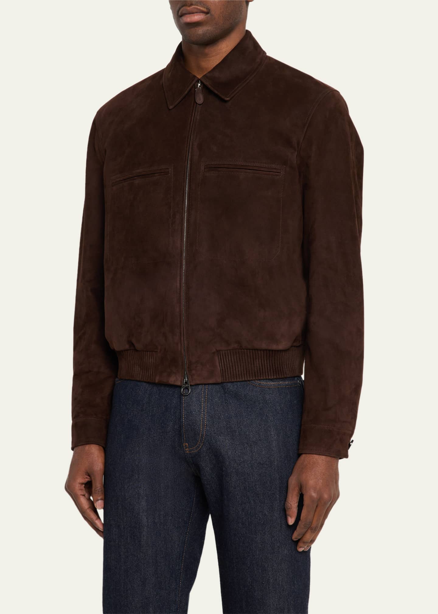 Loro Piana Men's Kane Doeskin Suede Bomber Jacket - Bergdorf Goodman