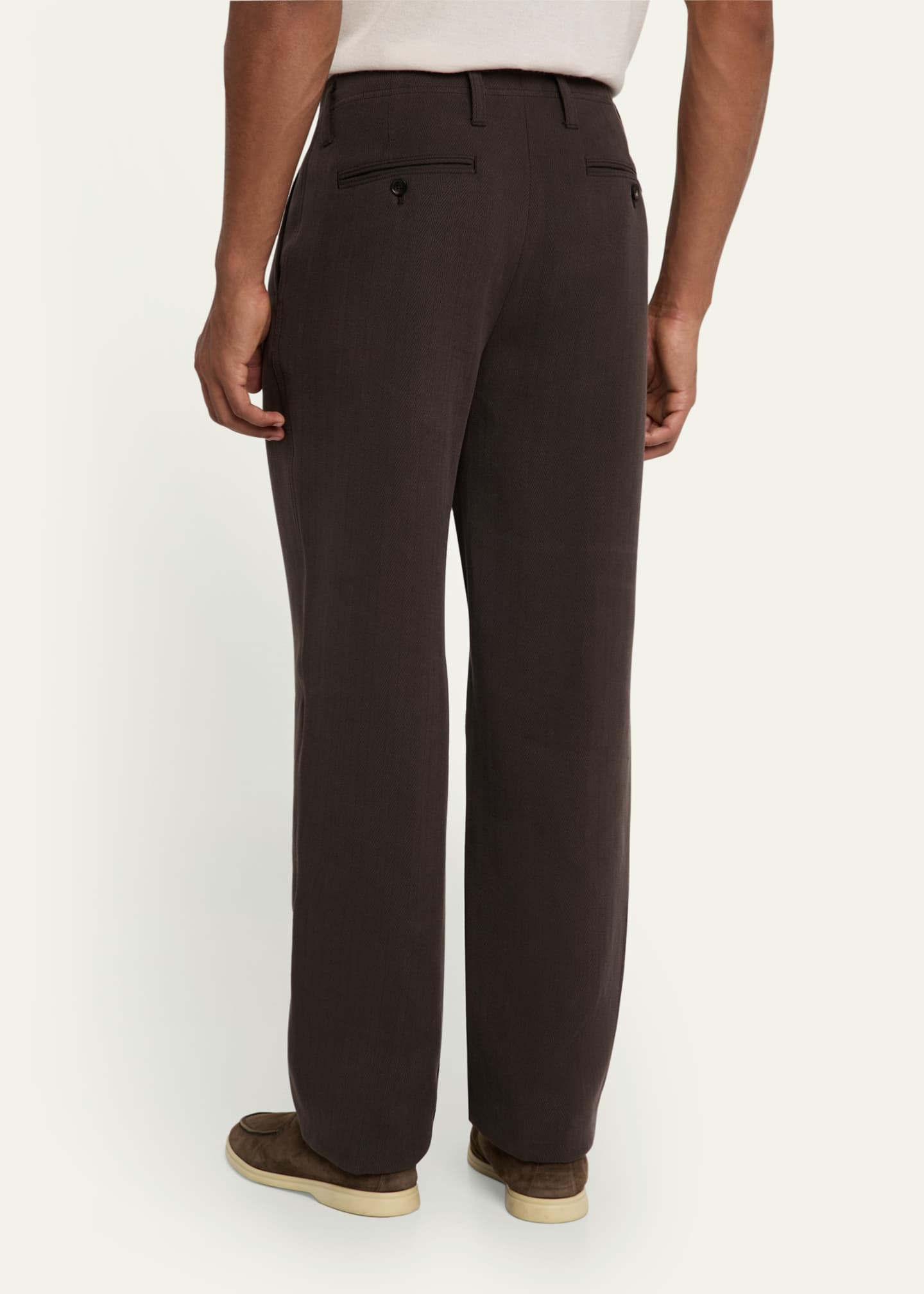 Loro Piana Men's Bram Linen Flower Flat-Front Trousers - Bergdorf Goodman